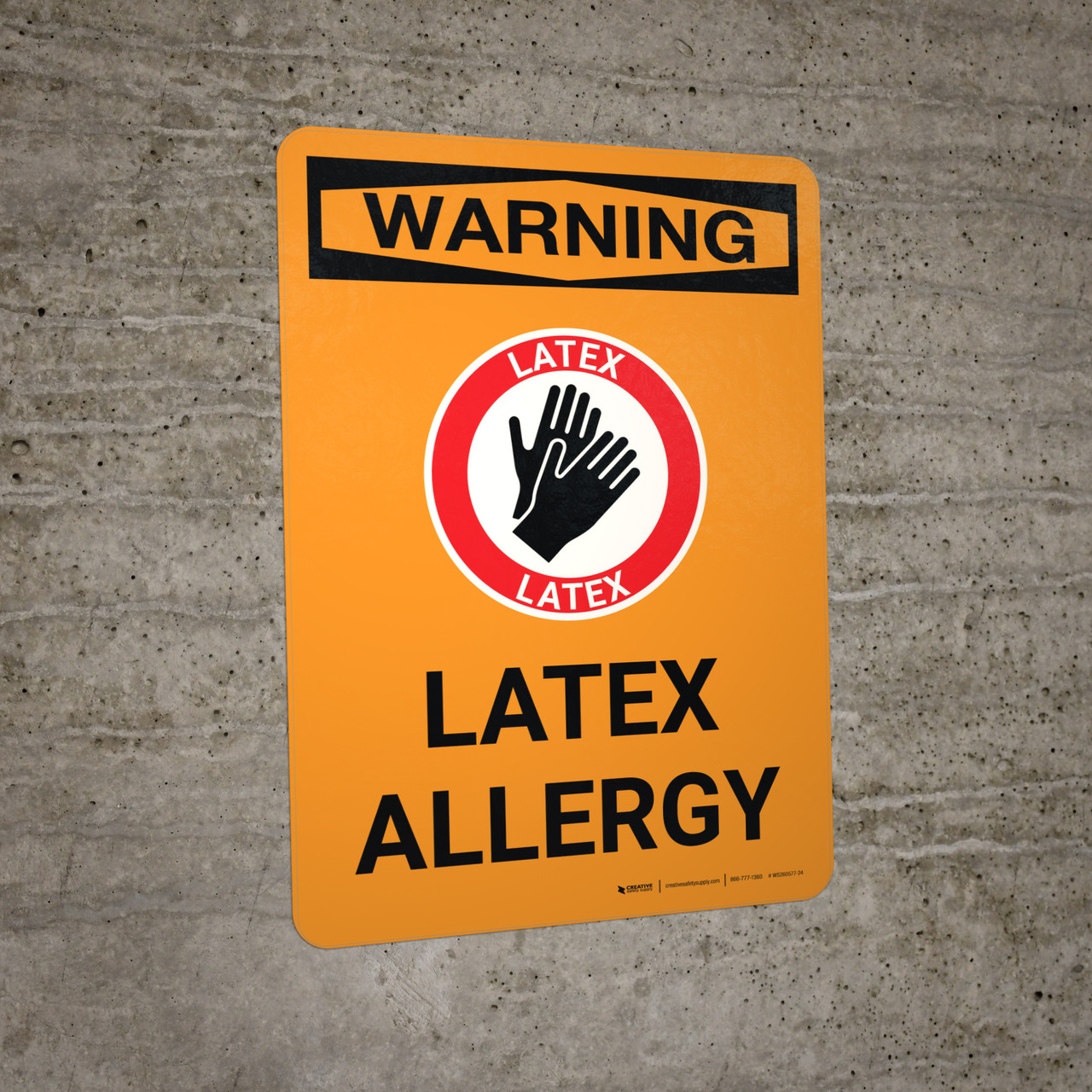 Warning: Latex Allergy Portrait With Icon - Wall Sign