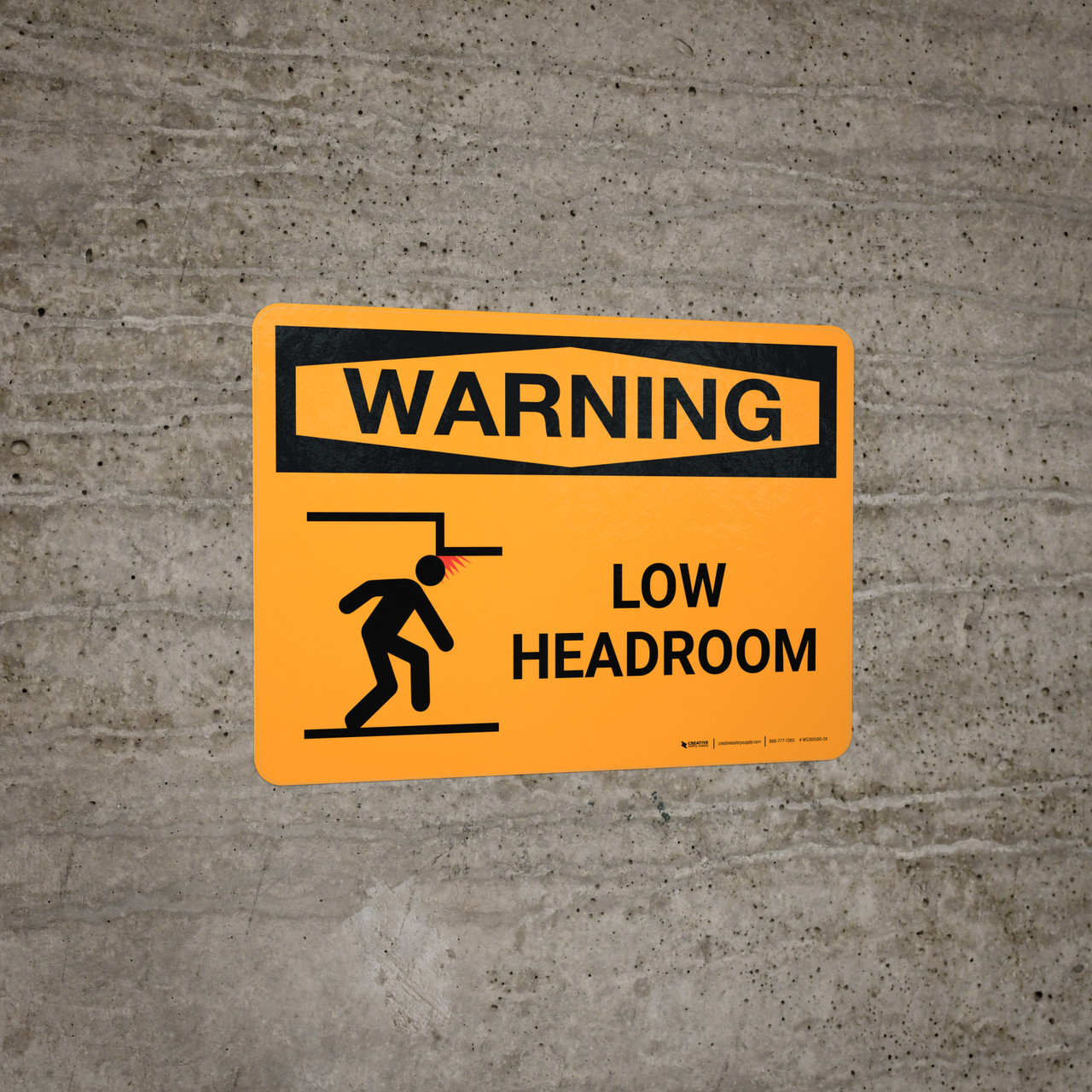 Warning: Low Headroom Landscape With Icon - Wall Sign