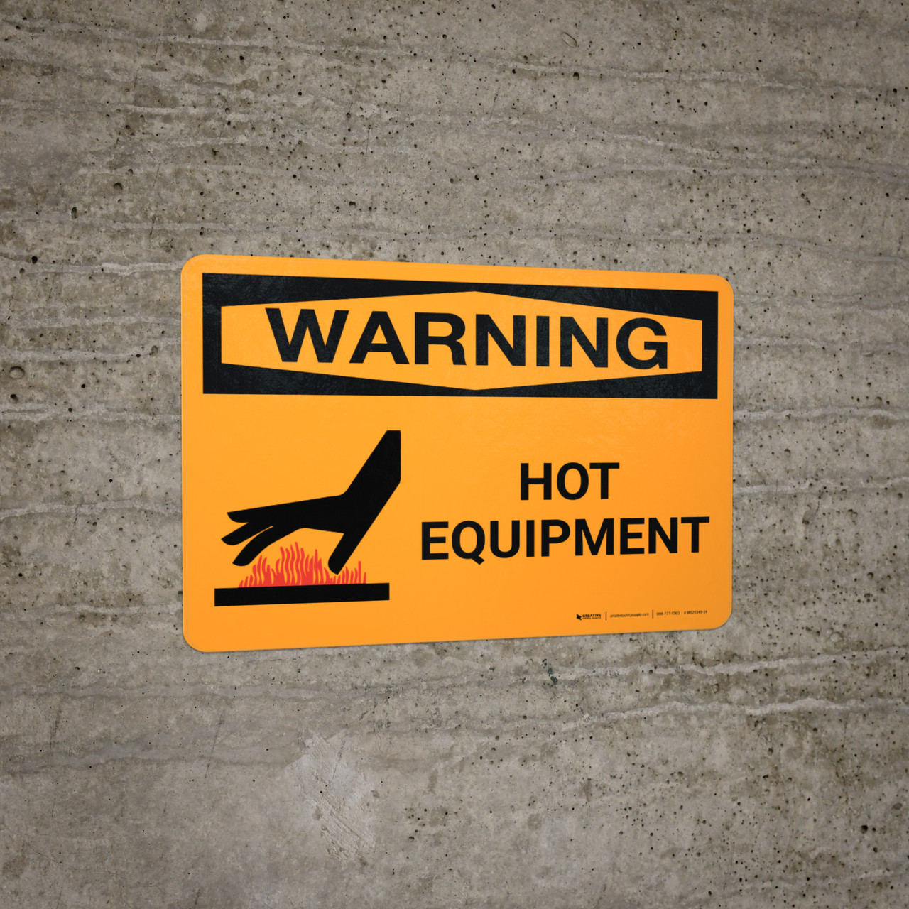 Warning: Hot Equipment Landscape With Icon - Wall Sign | Creative ...