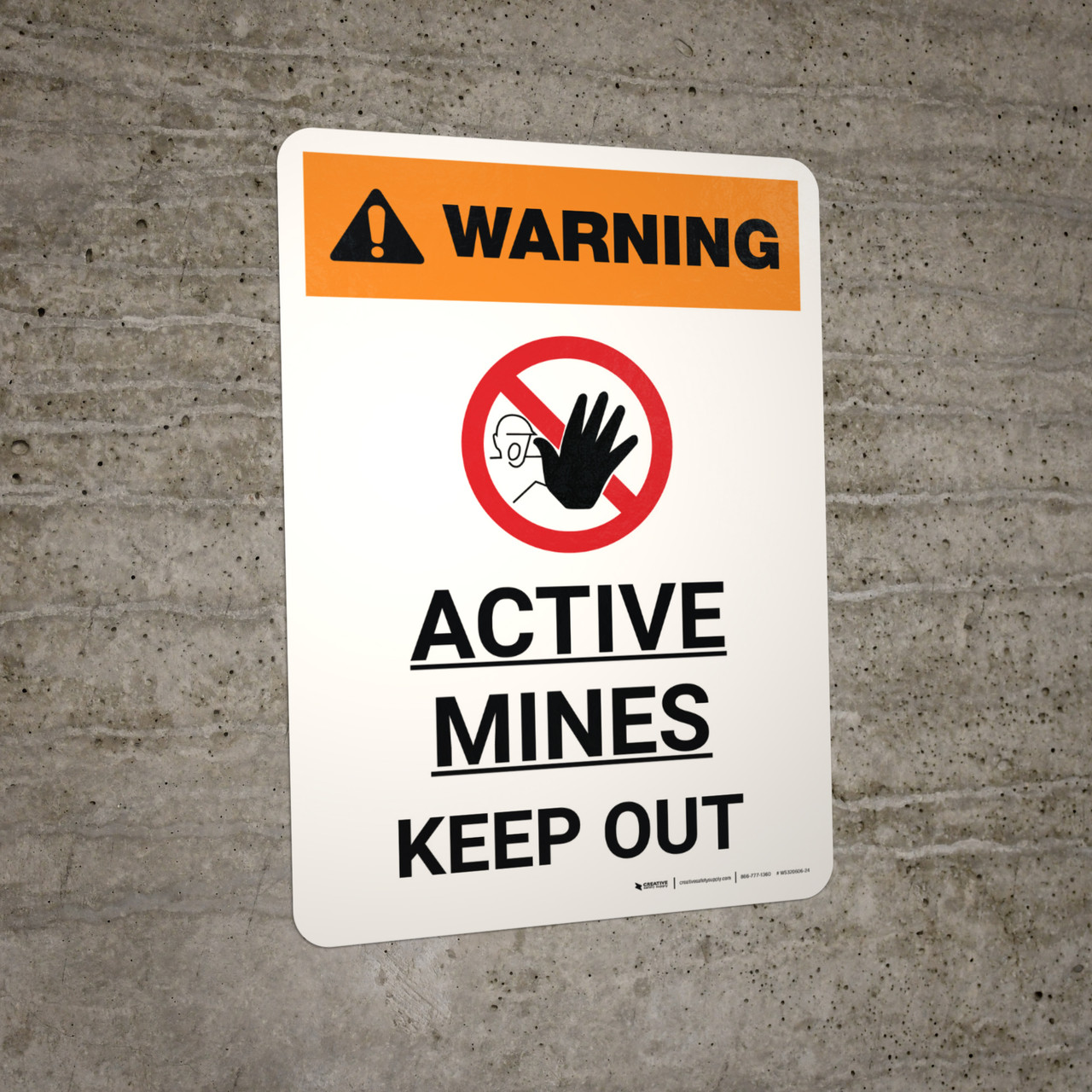 Warning: Active Mines Keep Out Portrait With Icon - Wall Sign ...