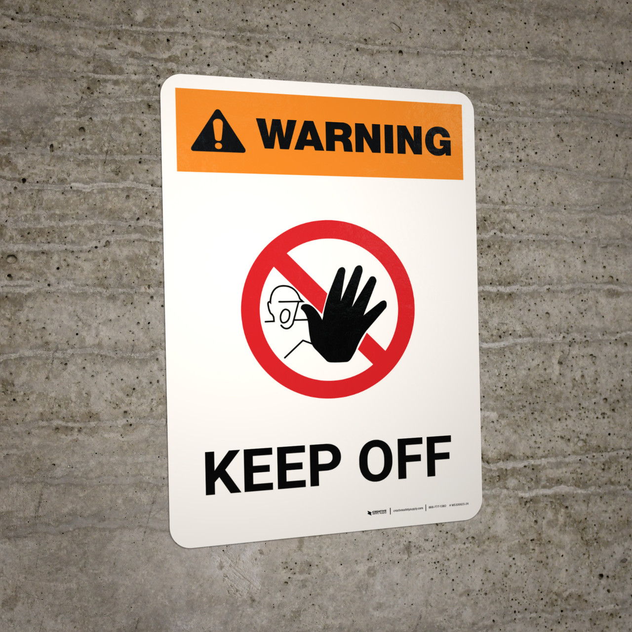 Warning: Keep Off Portrait White With Icon - Wall Sign