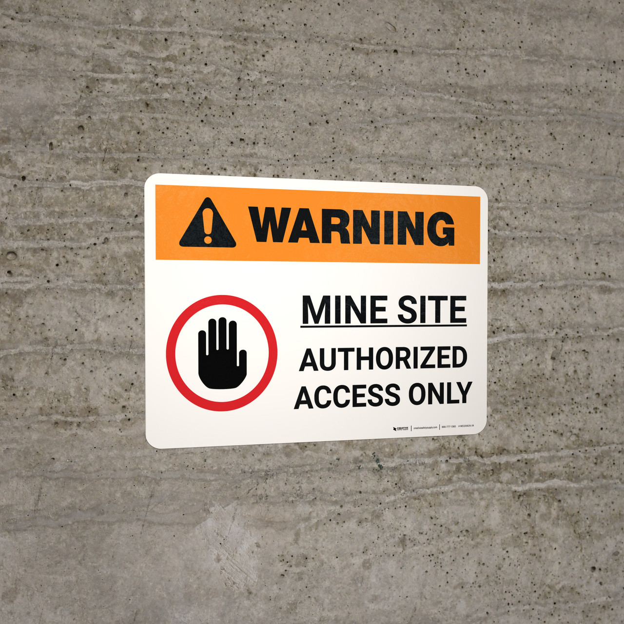 Warning: Mine Site Authorized Access Only Landscape White With Icon ...