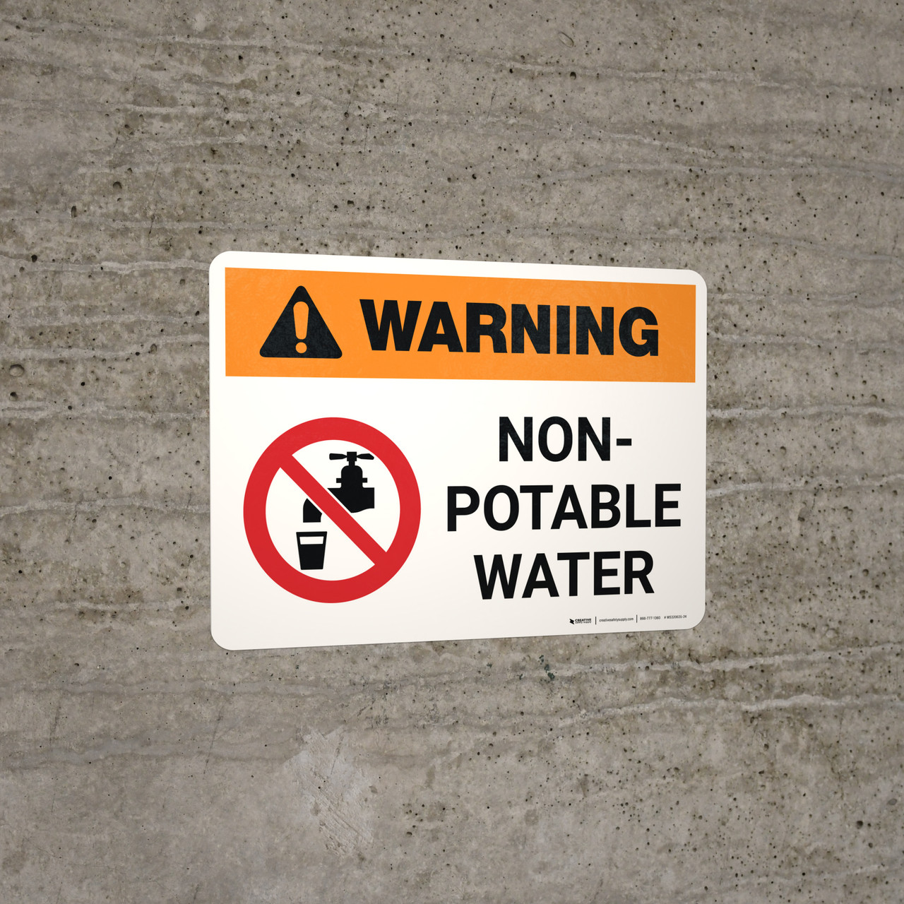 Warning: Non Potable Water Landscape White With Icon - Wall Sign ...
