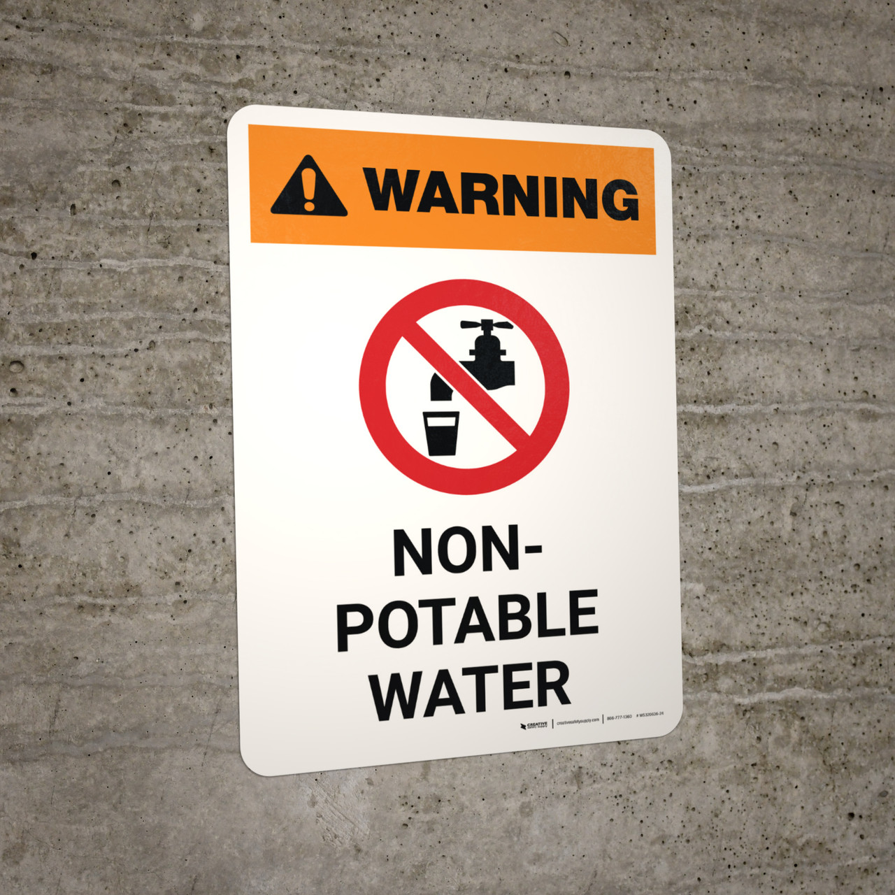 Warning: Non Potable Water Portrait White With Icon | Creative Safety ...