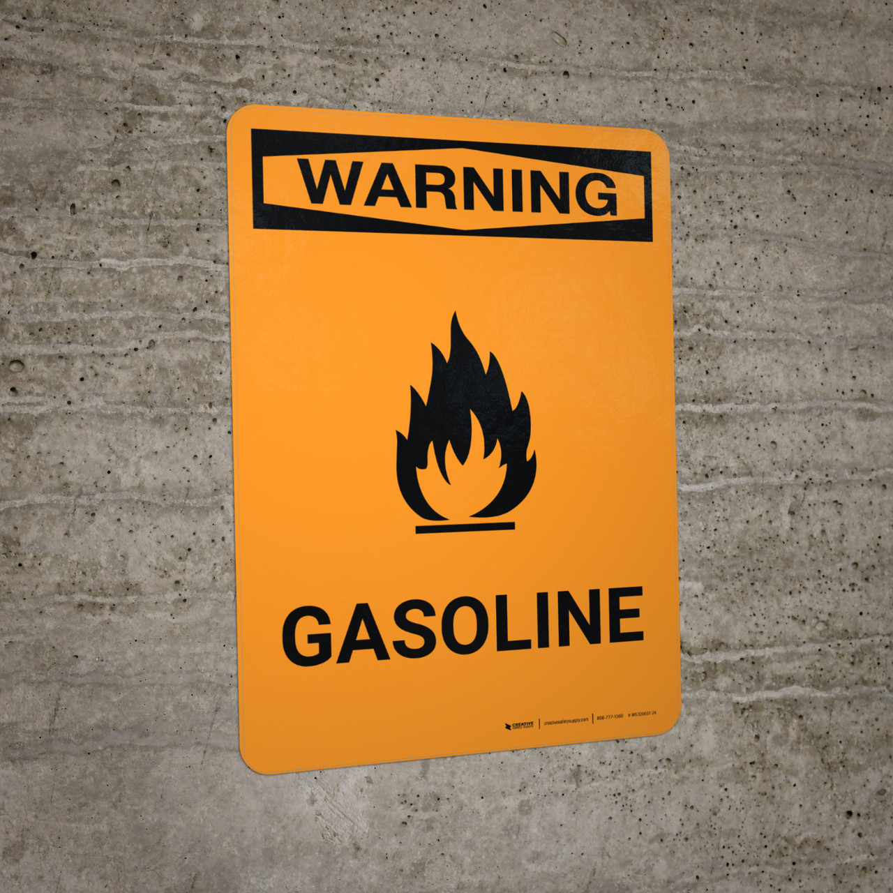 Warning: Gasoline Portrait With Icon - Wall Sign | Creative Safety Supply