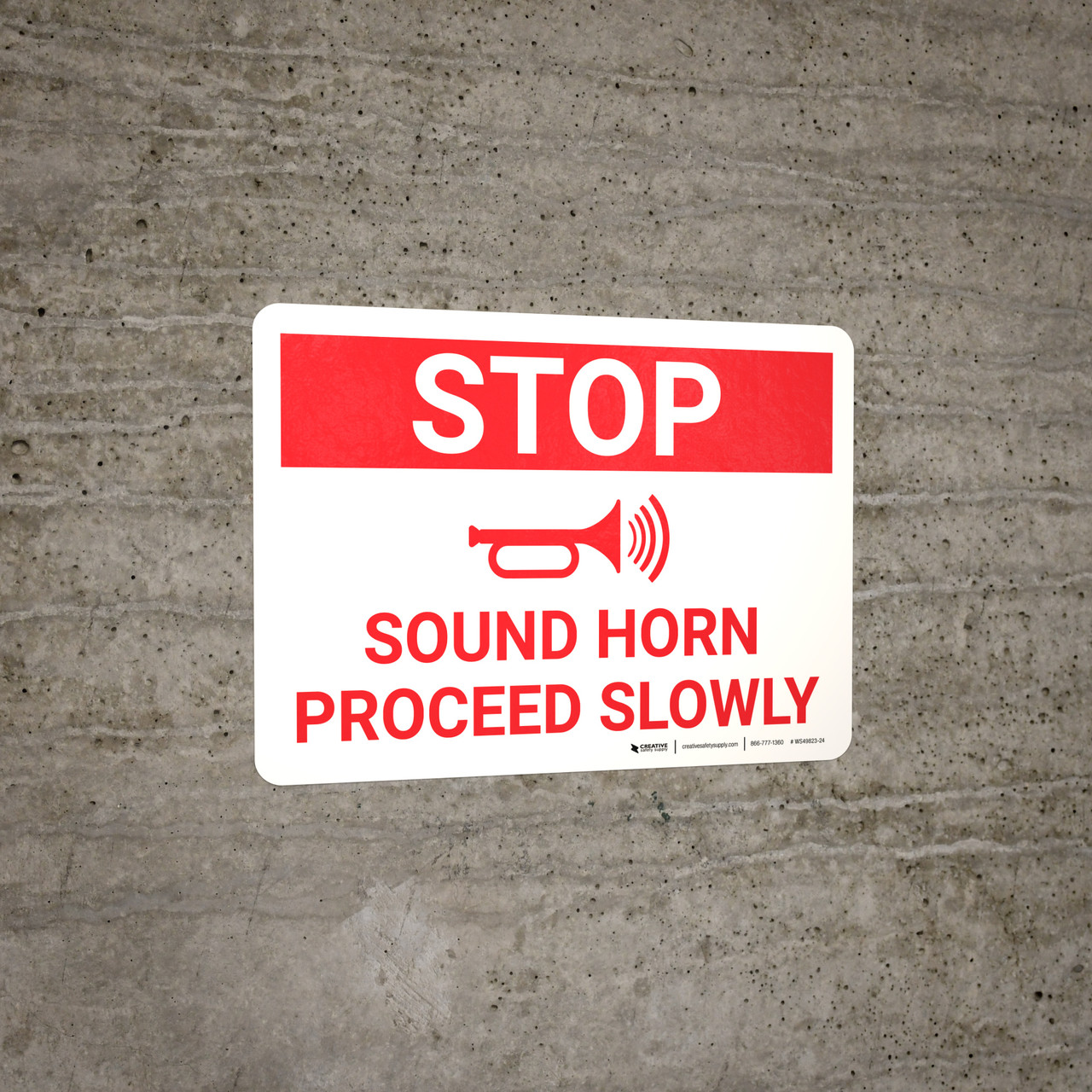 Stop Sound Horn Proceed Slowly Landscape With Icon - Wall Sign ...