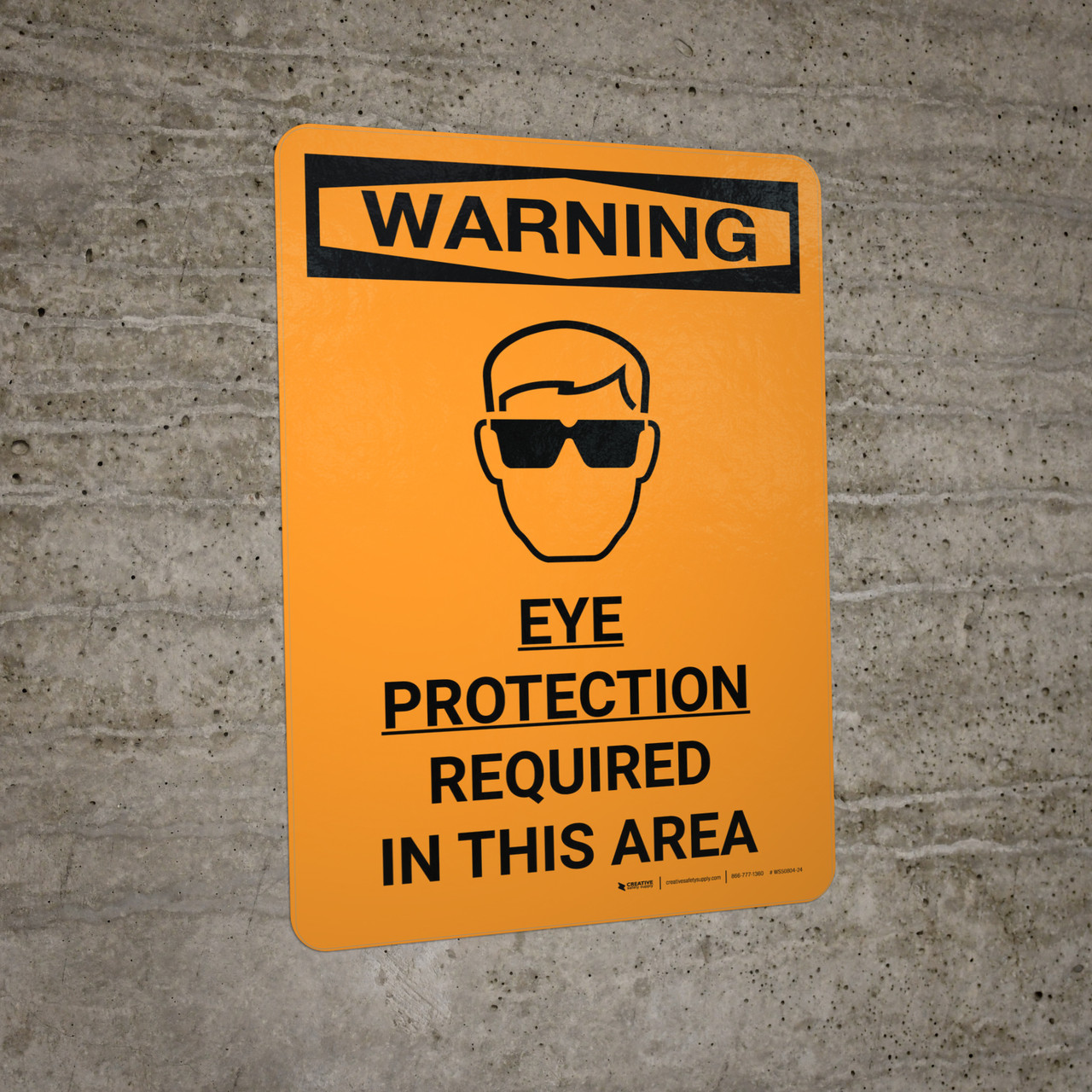 Warning: Ppe Eye Protection Required Portrait With Icon - Wall Sign