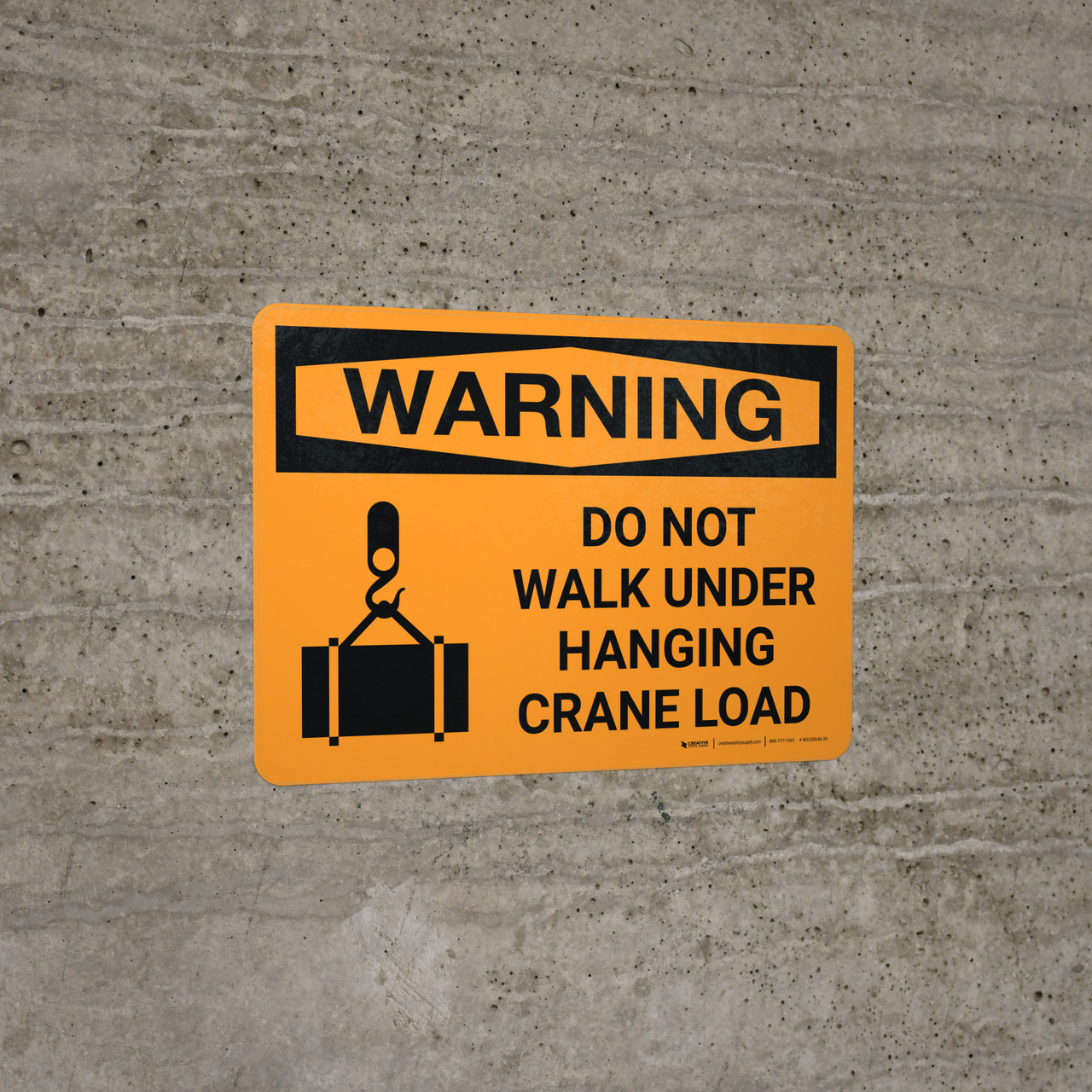 Warning: Do Not Walk Under Hanging Crane Load Landscape OSHA With Icon ...