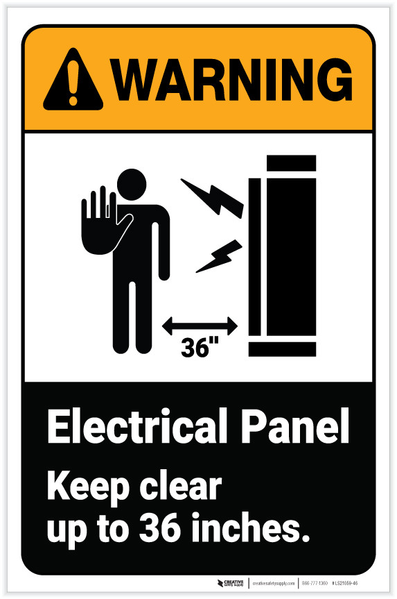 Warning: Electrical Panel - Keep Clear Up to Inches ANSI Portrait ...