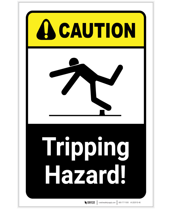 Caution: Tripping Hazard ANSI Portrait - Label | Creative Safety Supply