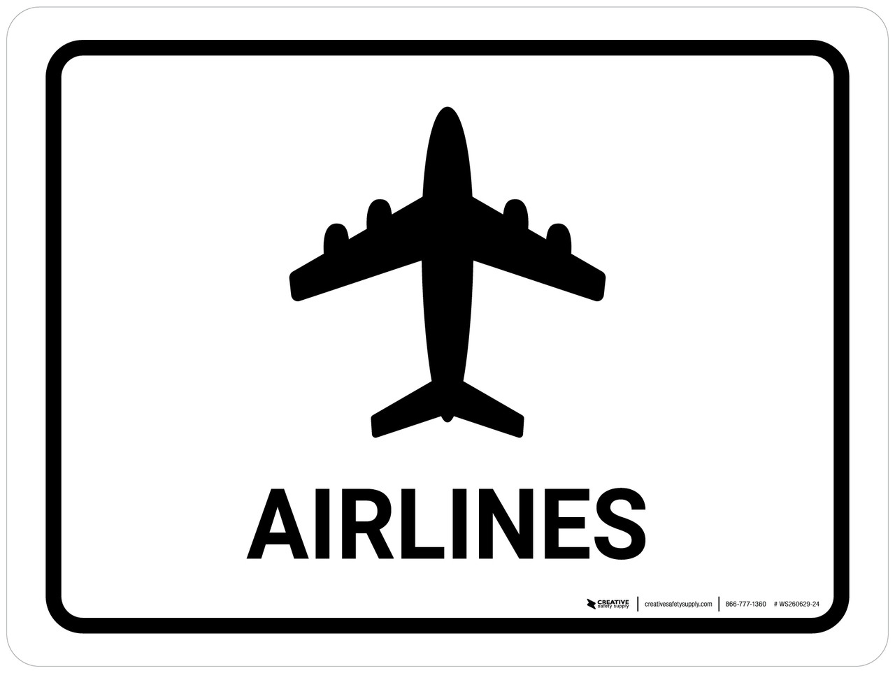 Airlines White Landscape - Wall Sign