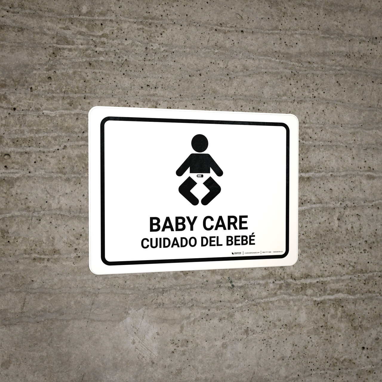 Baby Care White Bilingual Spanish Landscape - Wall Sign