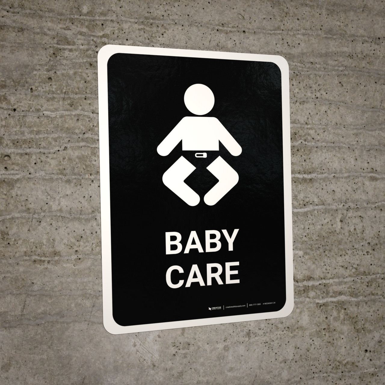 Baby Care Black Portrait - Wall Sign