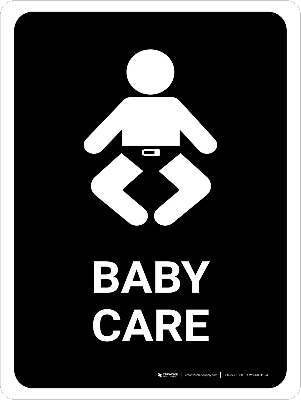 Baby Care Black Portrait - Wall Sign