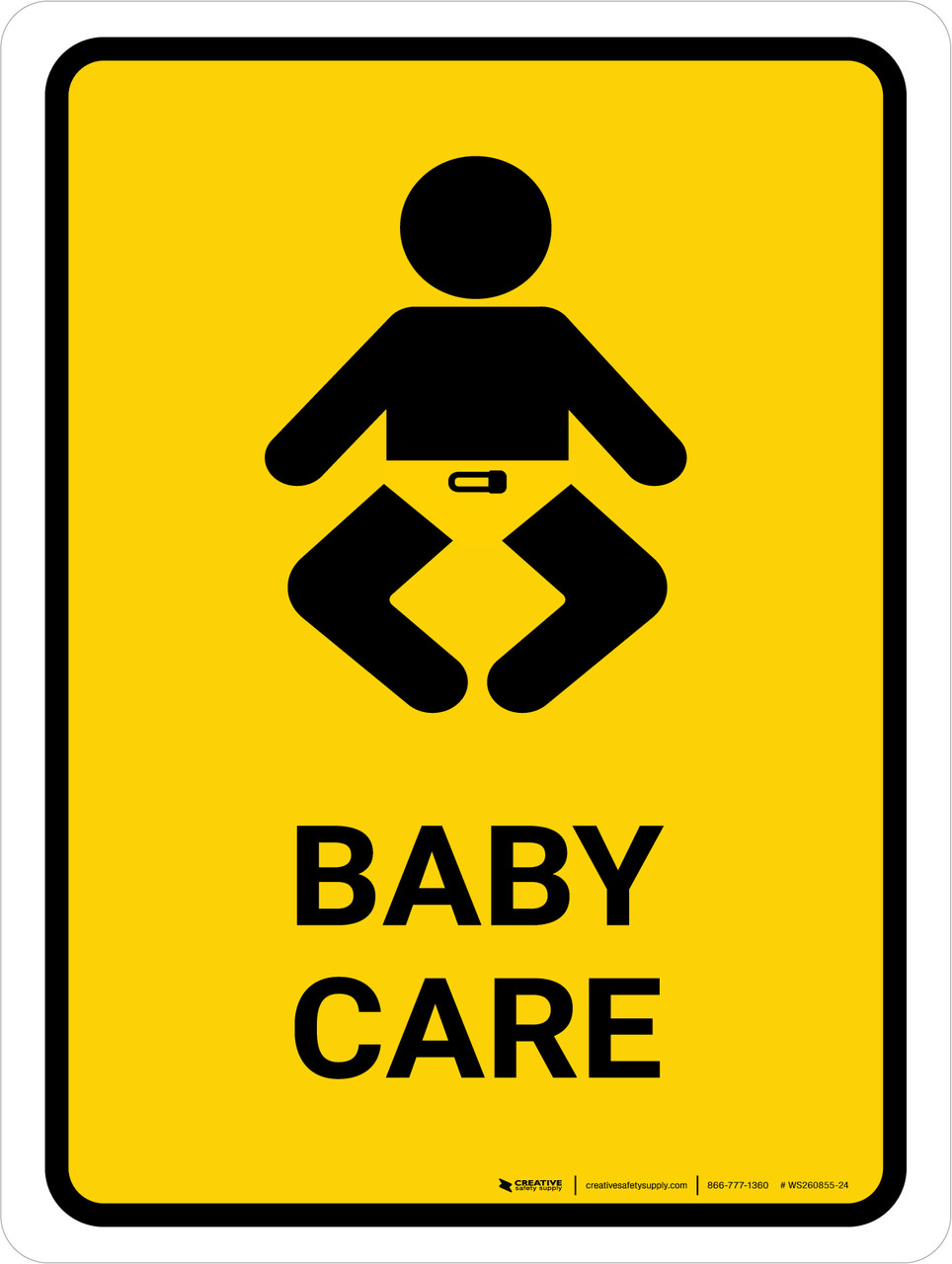 Baby Care Yellow Portrait - Wall Sign
