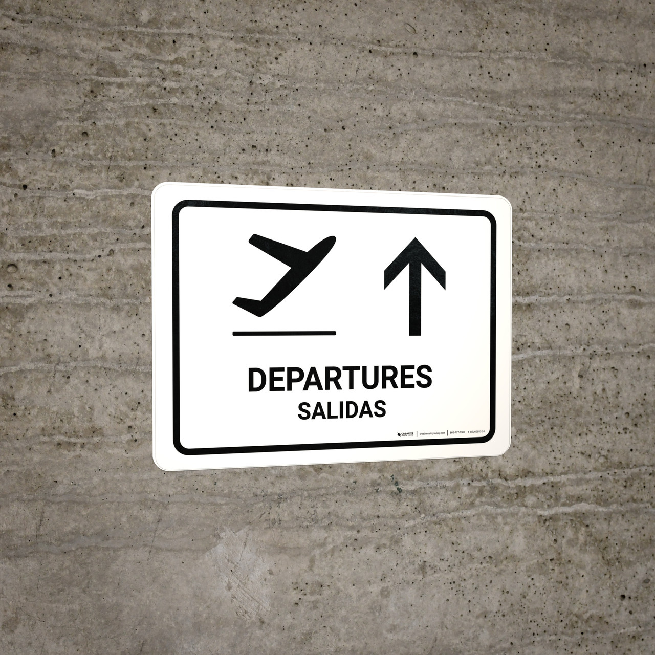 Departure With Up Arrow White Bilingual Spanish Landscape - Wall Sign