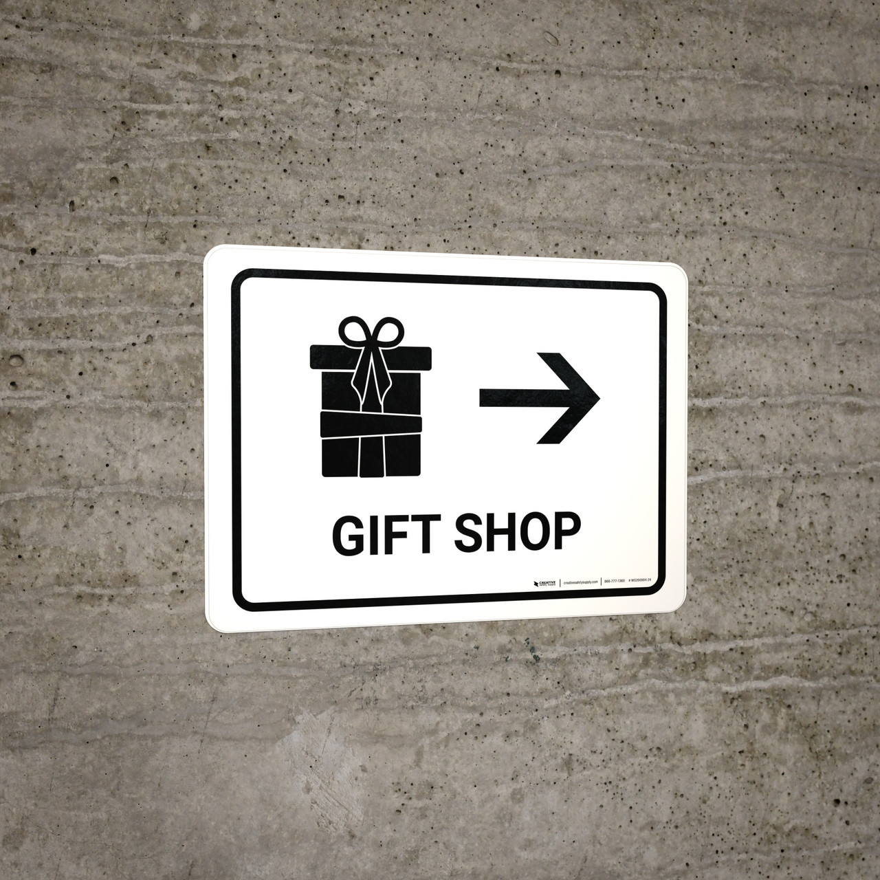 Gift Shop With Right Arrow White Landscape - Wall Sign | Creative ...