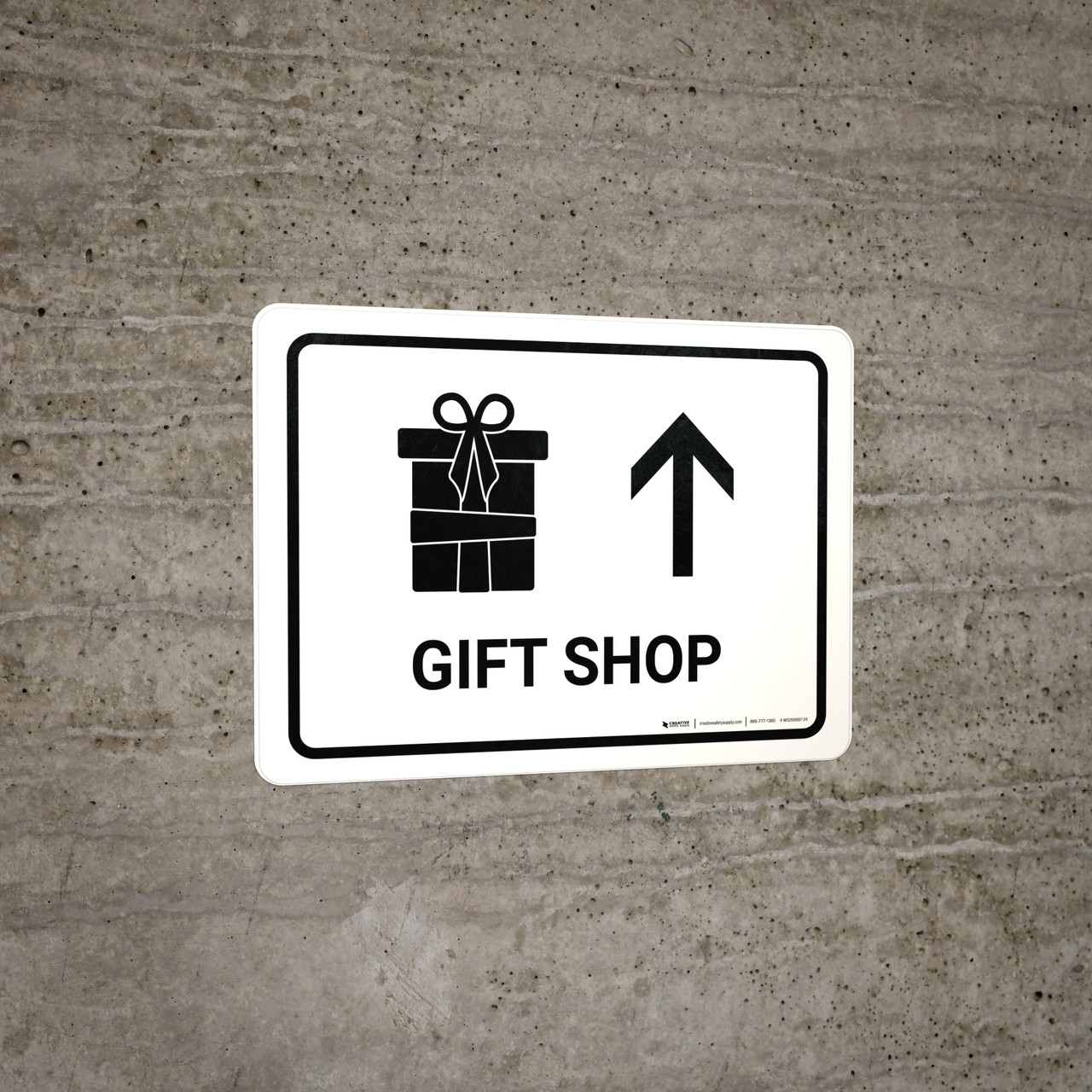 Gift Shop With Up Arrow White Landscape - Wall Sign | Creative Safety ...