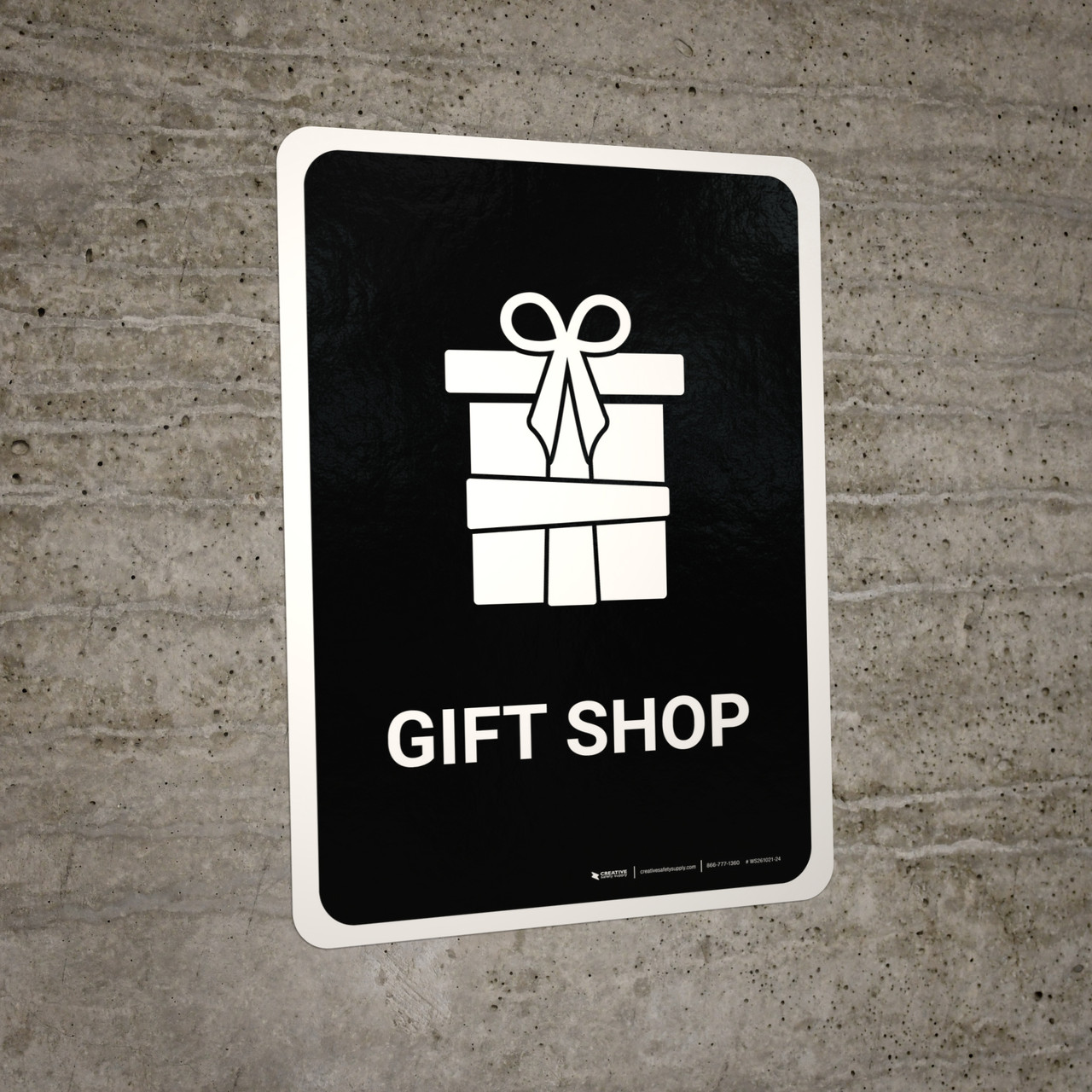 Gift Shop Black Portrait - Wall Sign