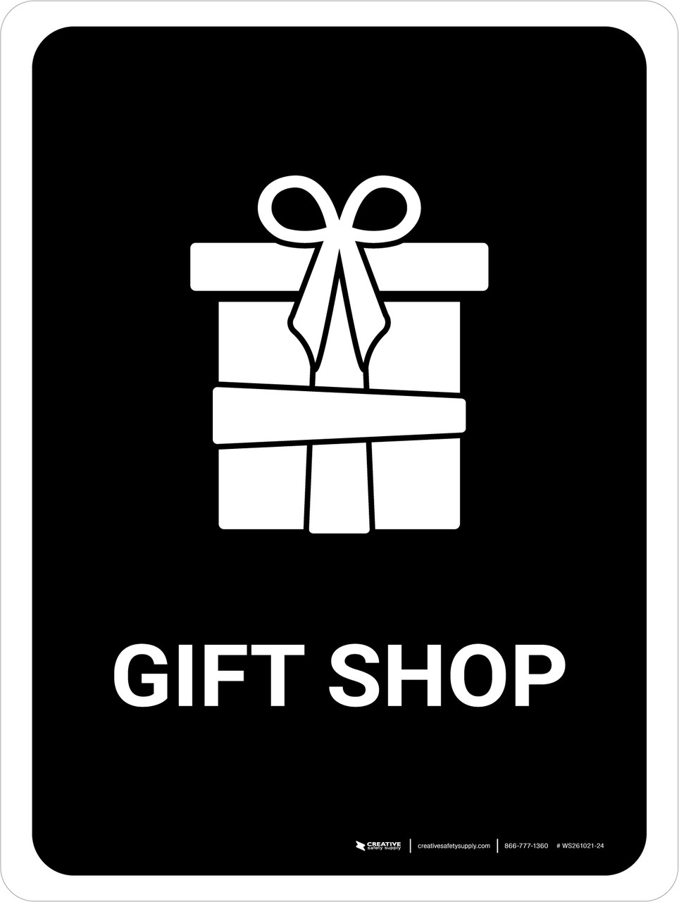 Gift Shop Black Portrait - Wall Sign