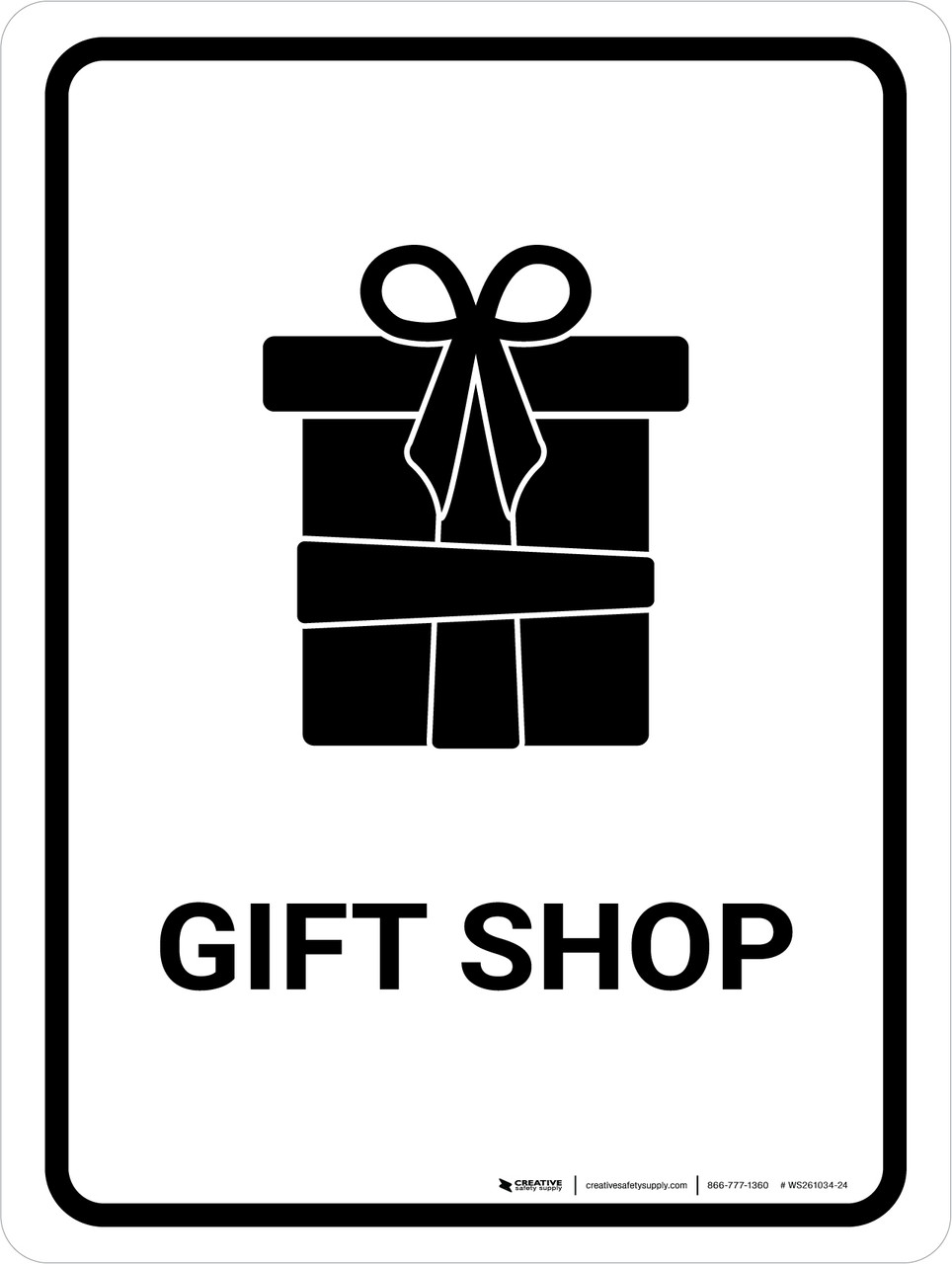 Gift Shop White Portrait - Wall Sign