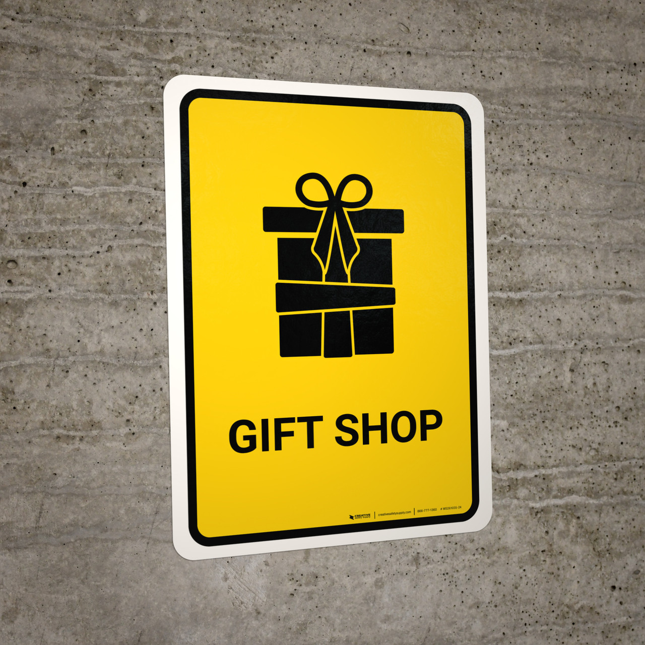 Gift Shop Yellow Portrait - Wall Sign