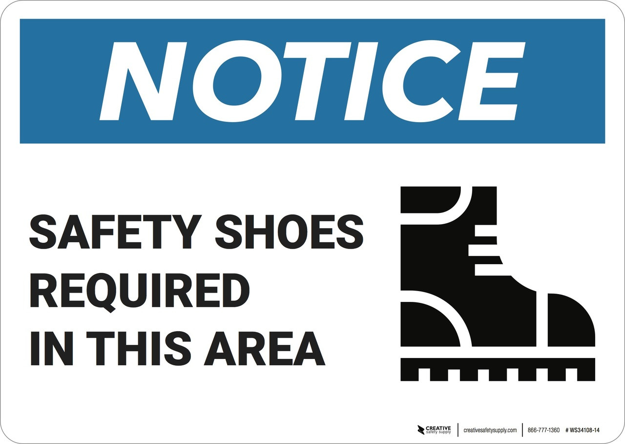 Notice: Safety Shoes Required In This Area - Wall Sign