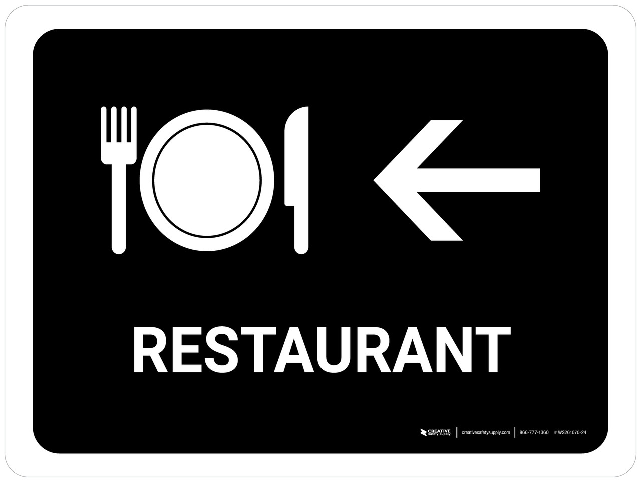 Restaurant With Left Arrow Black Landscape - Wall Sign | Creative ...