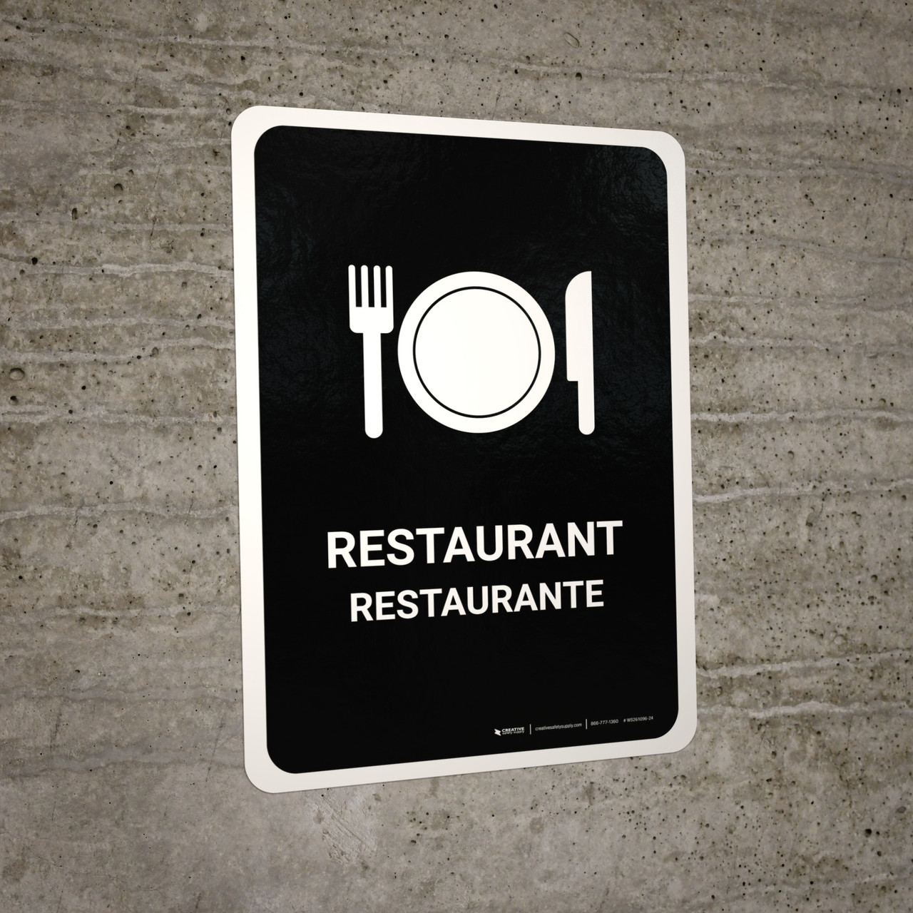 Restaurant Black Bilingual Spanish Portrait - Wall Sign | Creative ...