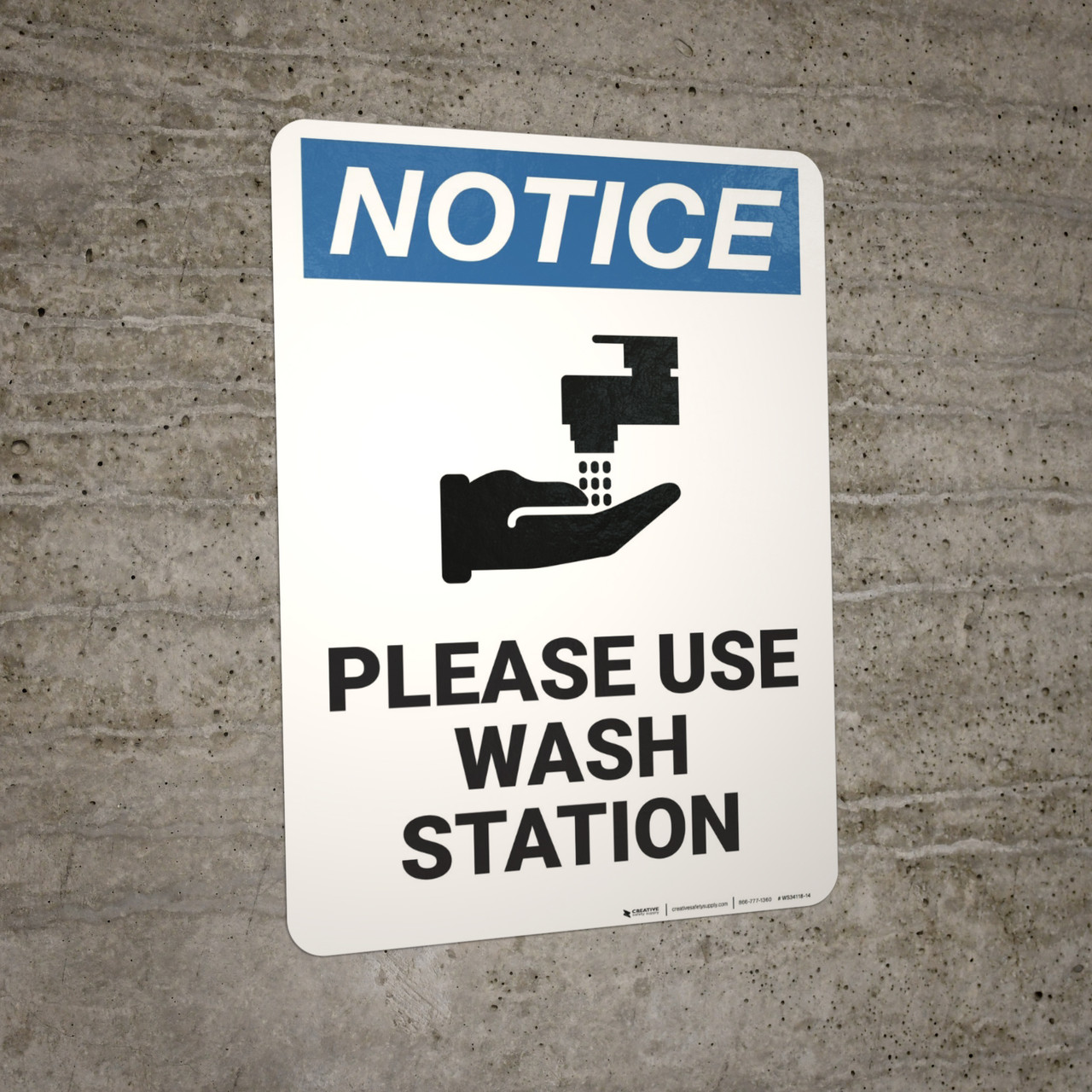 Notice: Please Use Wash Station - Wall Sign