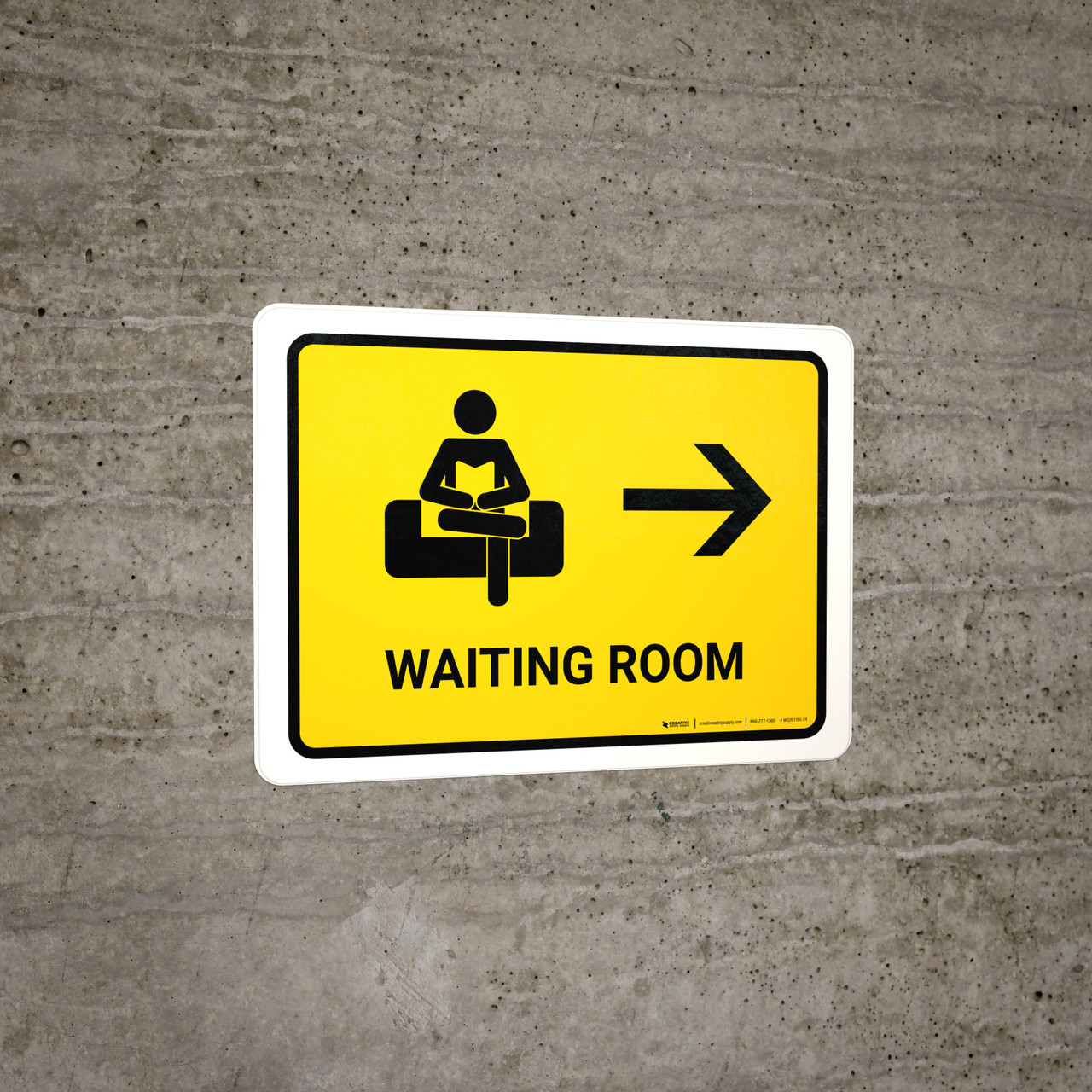 Waiting Room With Right Arrow Yellow Landscape - Wall Sign | Creative ...