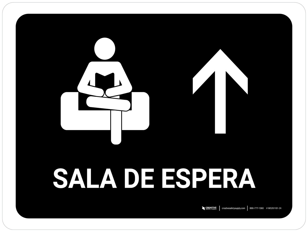 Waiting Room With Up Arrow Black Spanish Landscape - Wall Sign