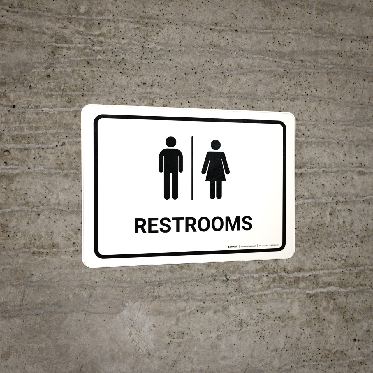 Restrooms White Landscape - Wall Sign | Creative Safety Supply