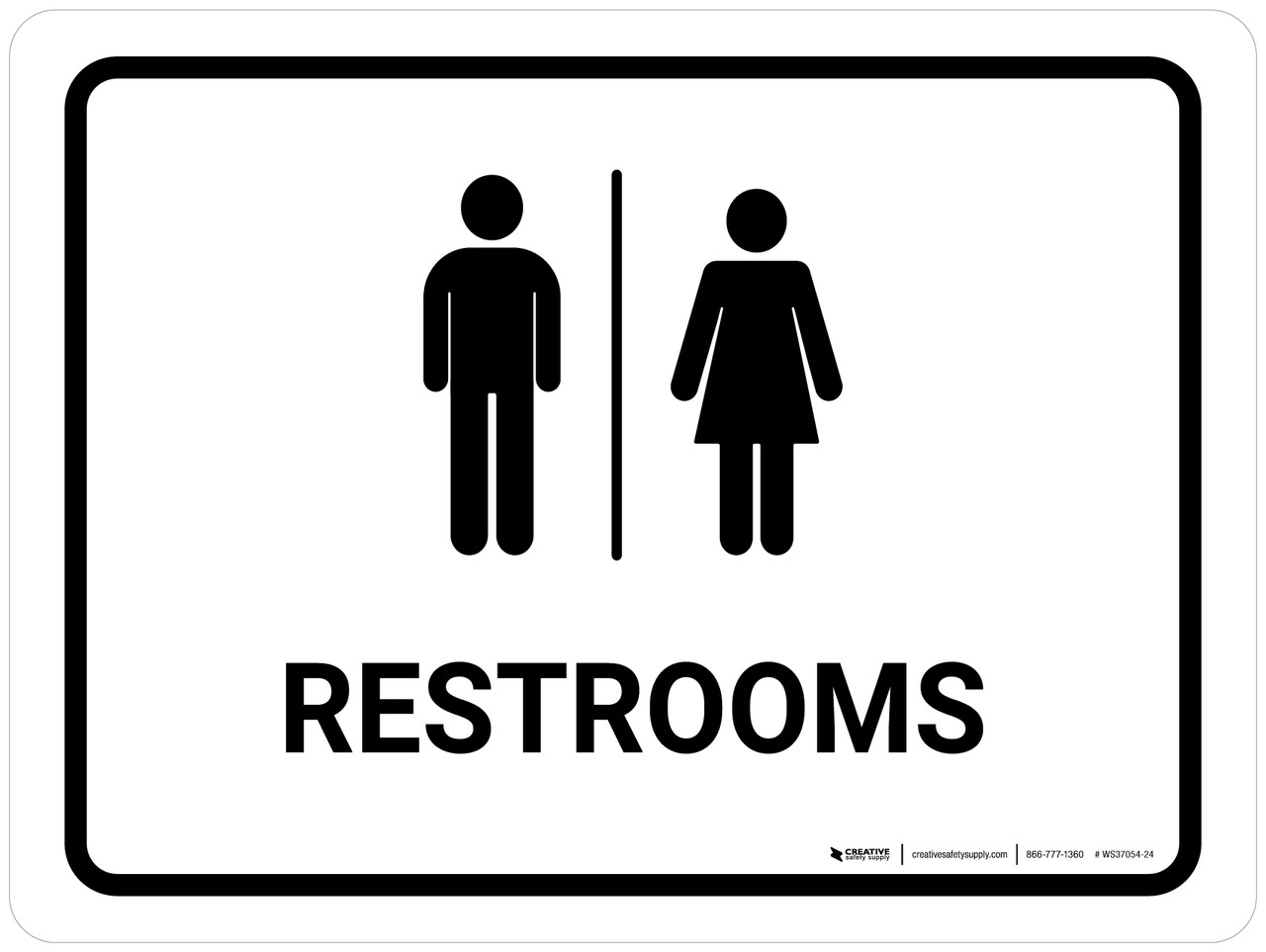 Restrooms White Landscape - Wall Sign