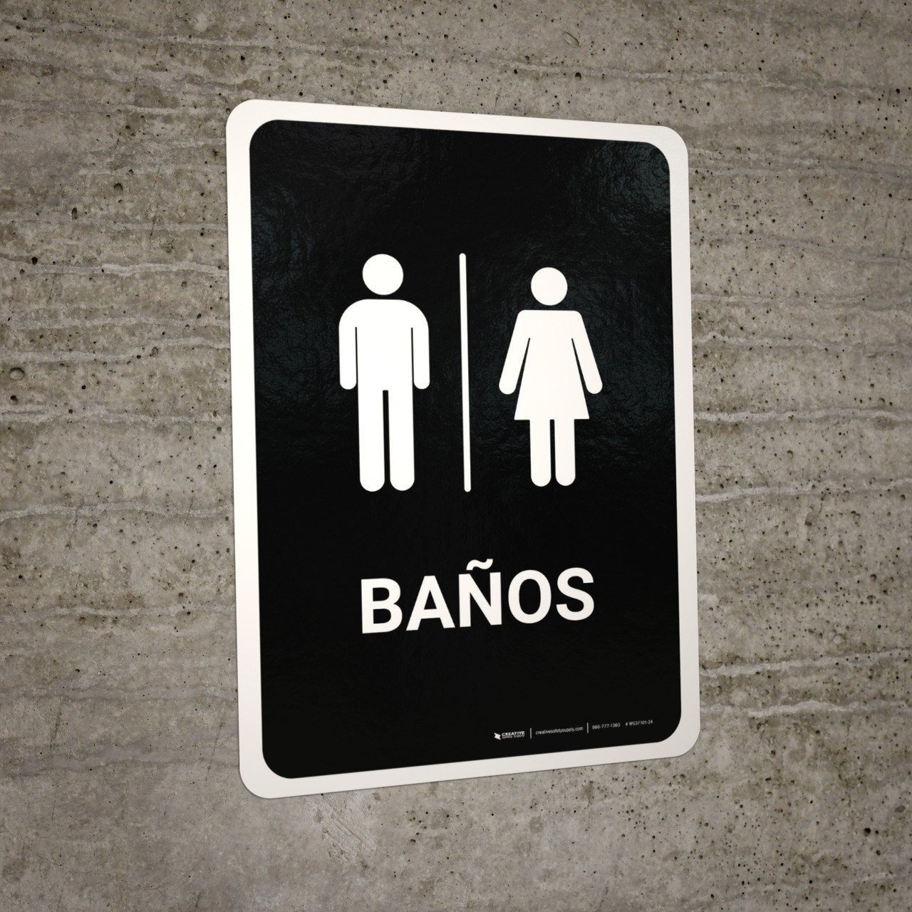 Restrooms Black Spanish Portrait - Wall Sign