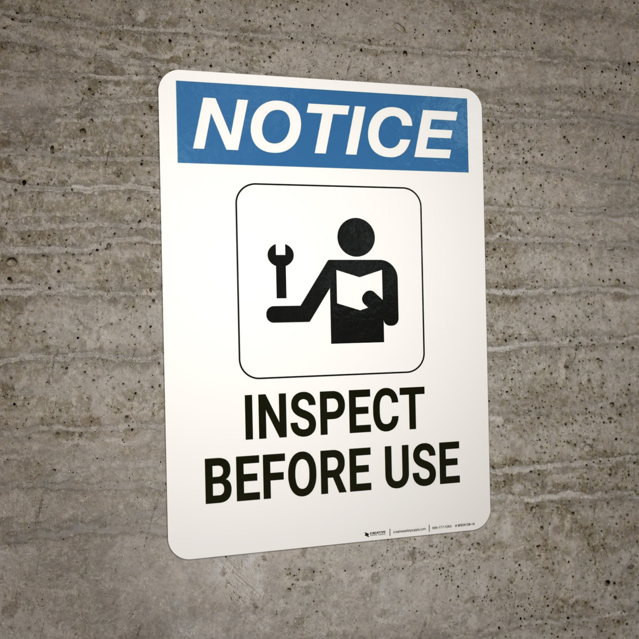 Notice: Inspect Before Use - Wall Sign