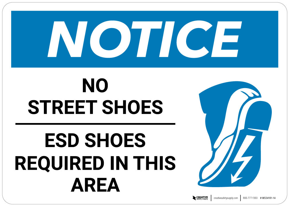 Notice: Esd Shoes Required - Wall Sign | Creative Safety Supply