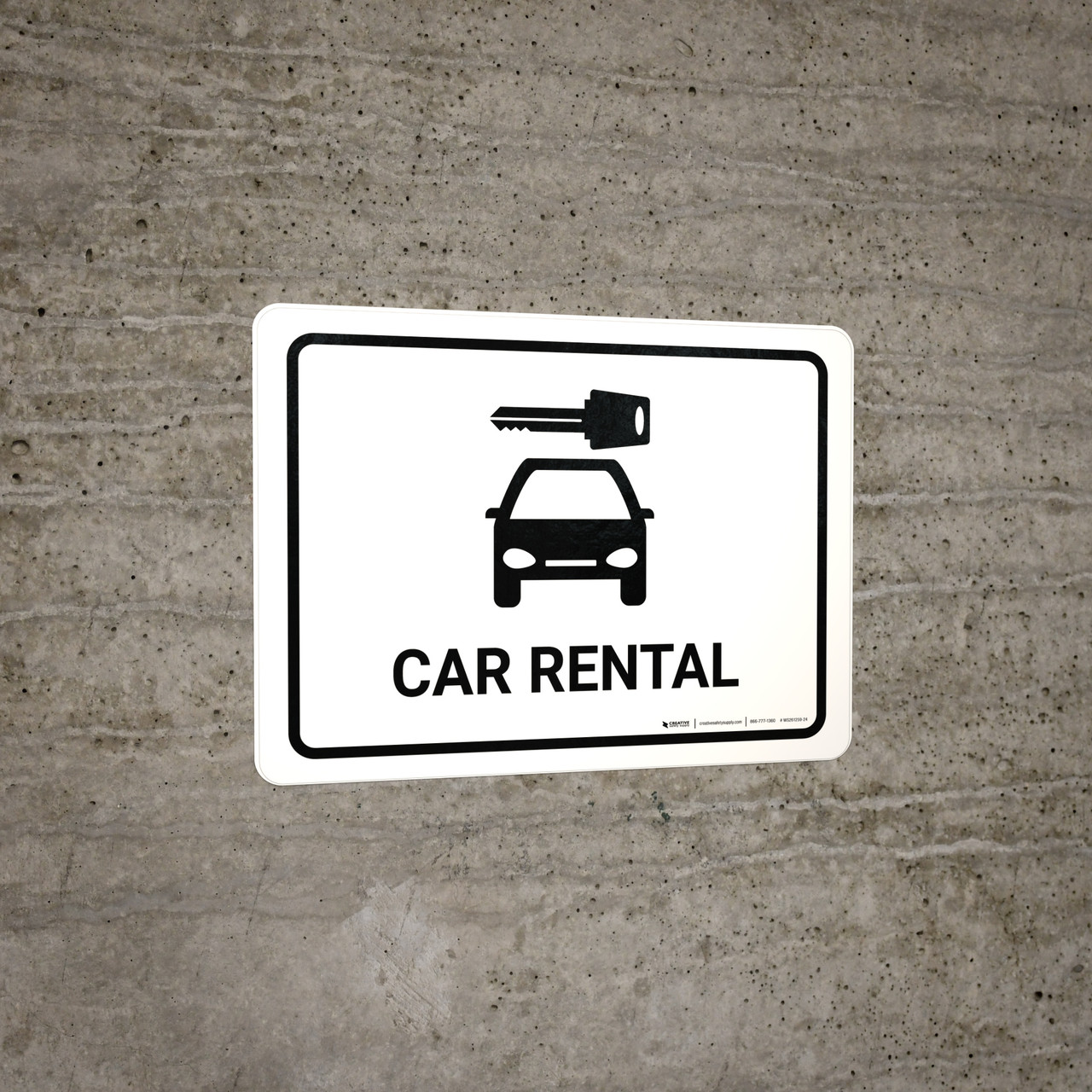 Car Rental White Landscape - Wall Sign