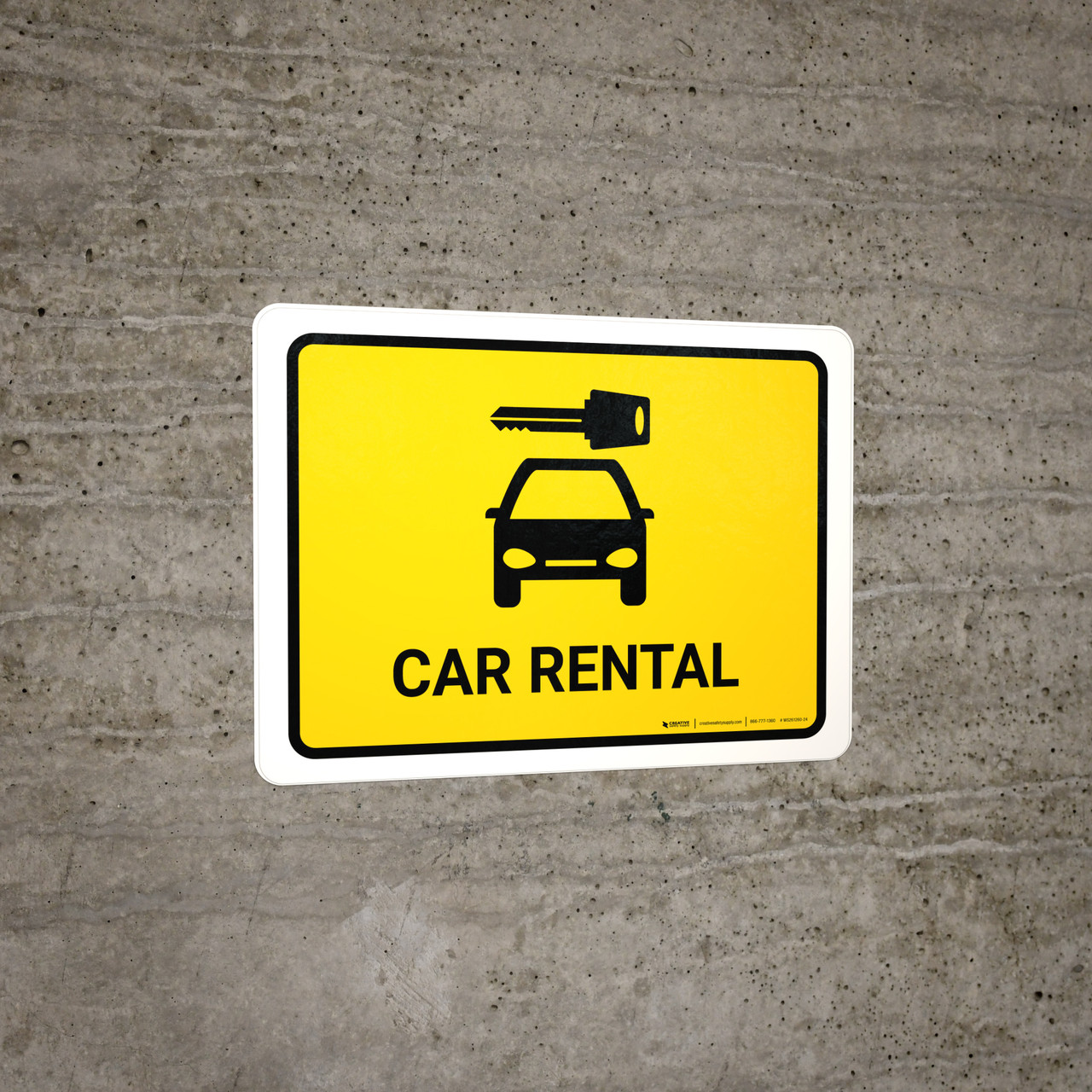 Car Rental Yellow Landscape - Wall Sign