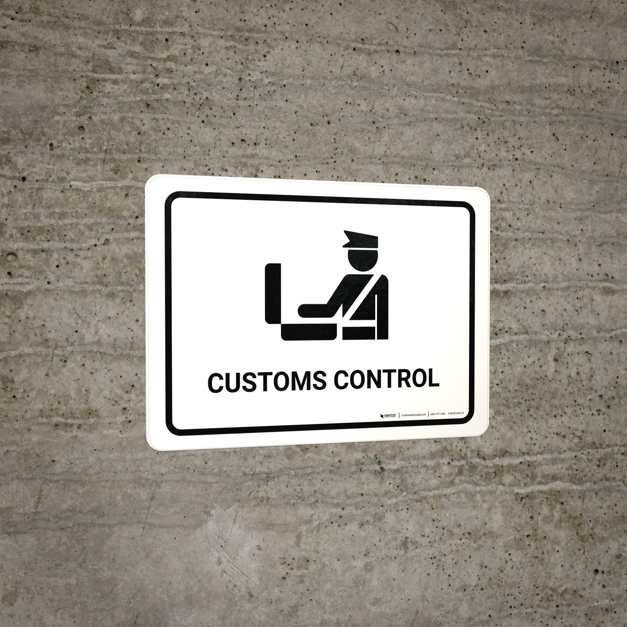 Customs Control White Landscape - Wall Sign
