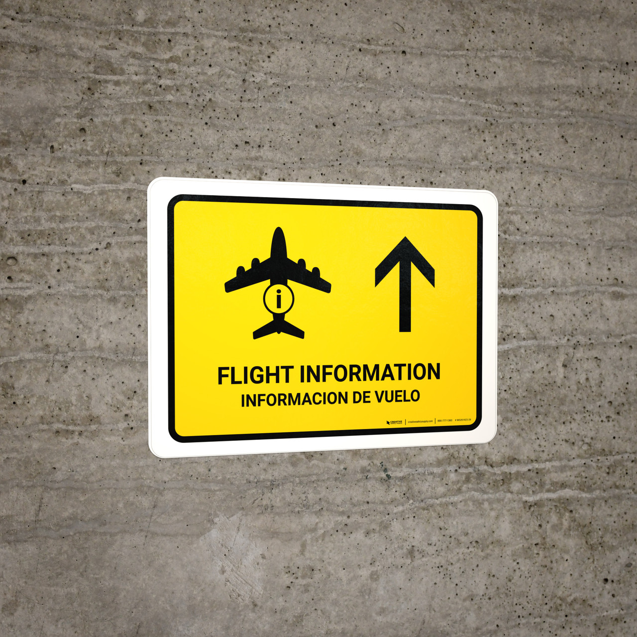 Flight Information With Up Arrow Yellow Bilingual Landscape - Wall Sign ...
