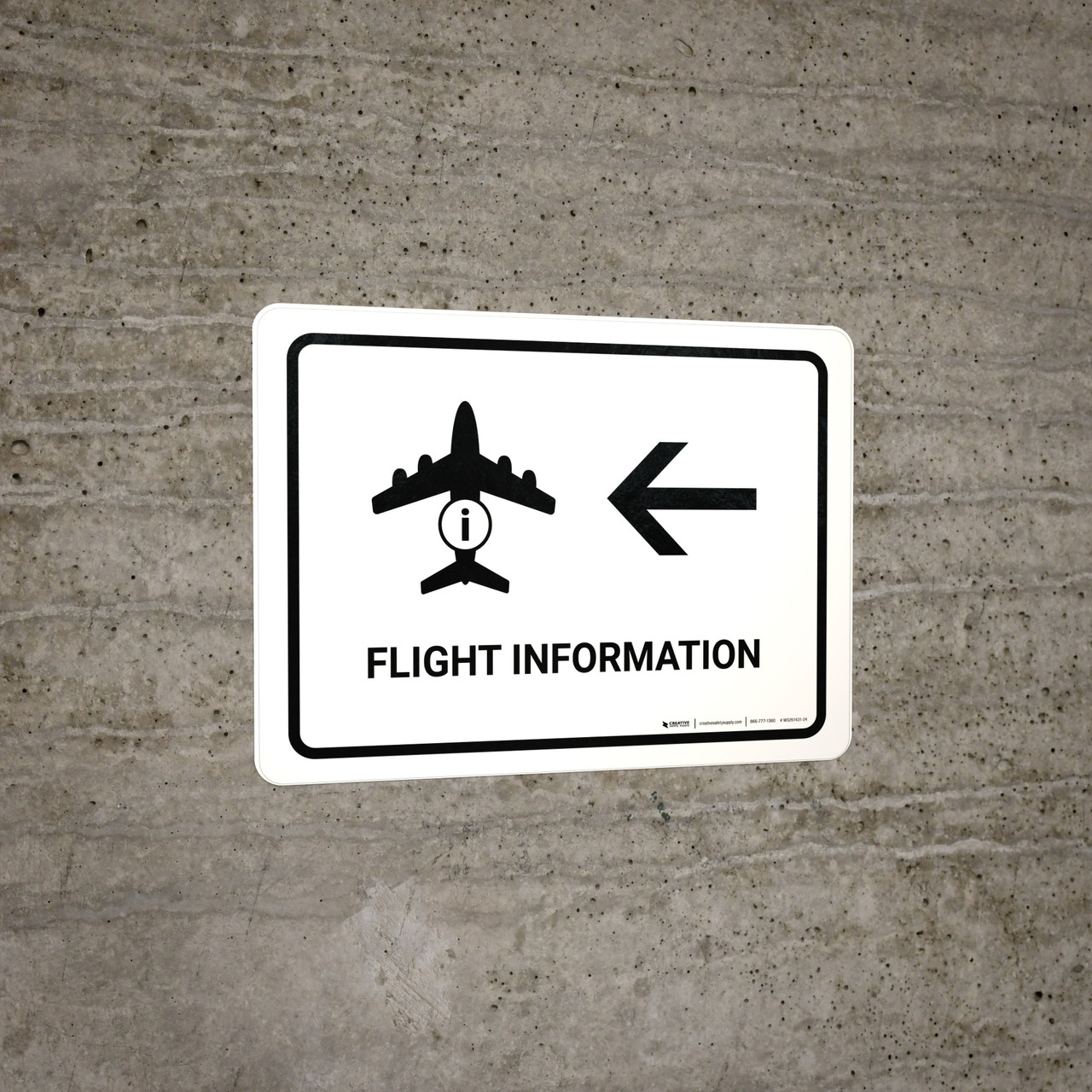 Flight Information With Left Arrow White Landscape - Wall Sign ...