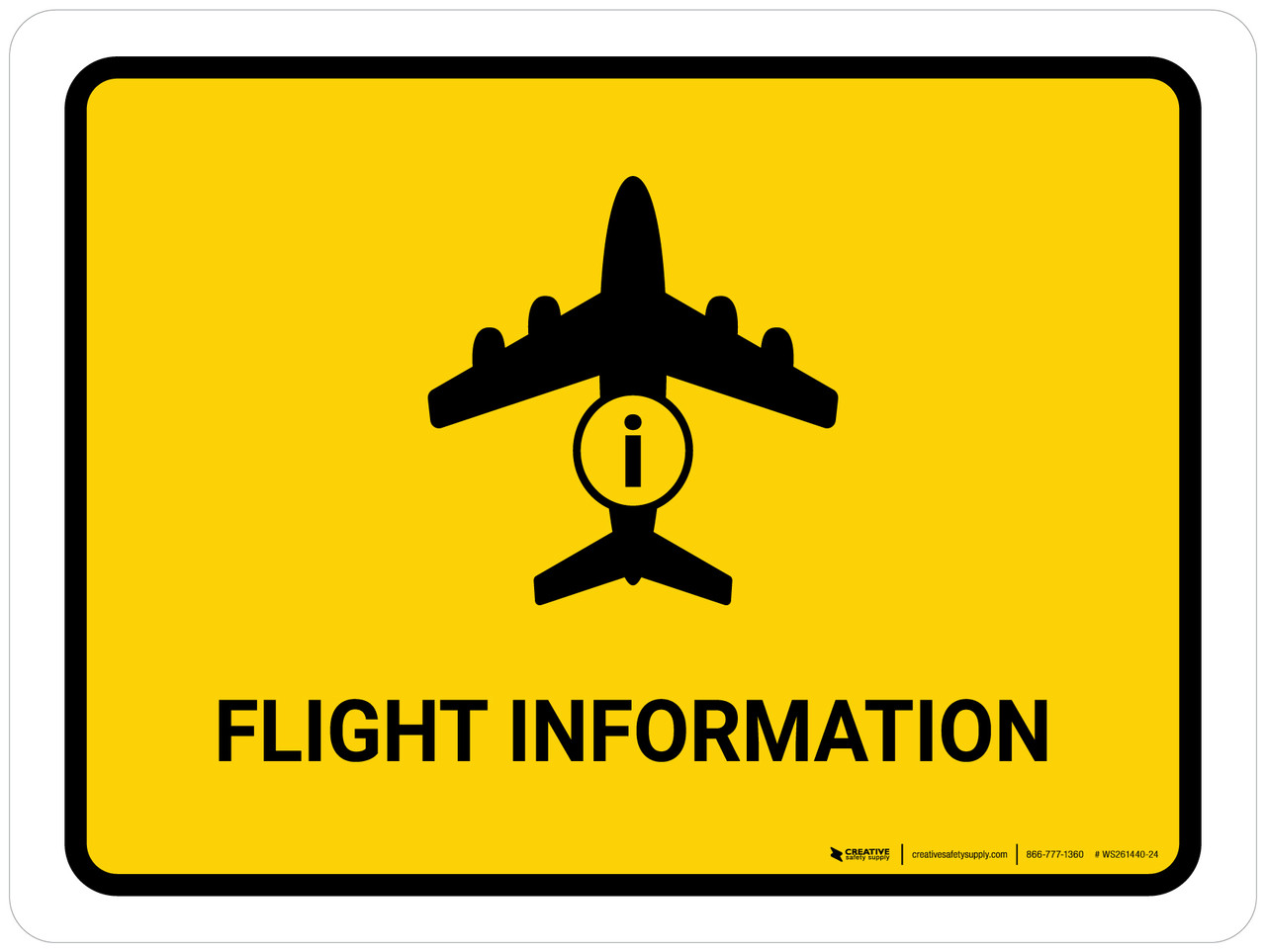 Flight Information Yellow Landscape - Wall Sign