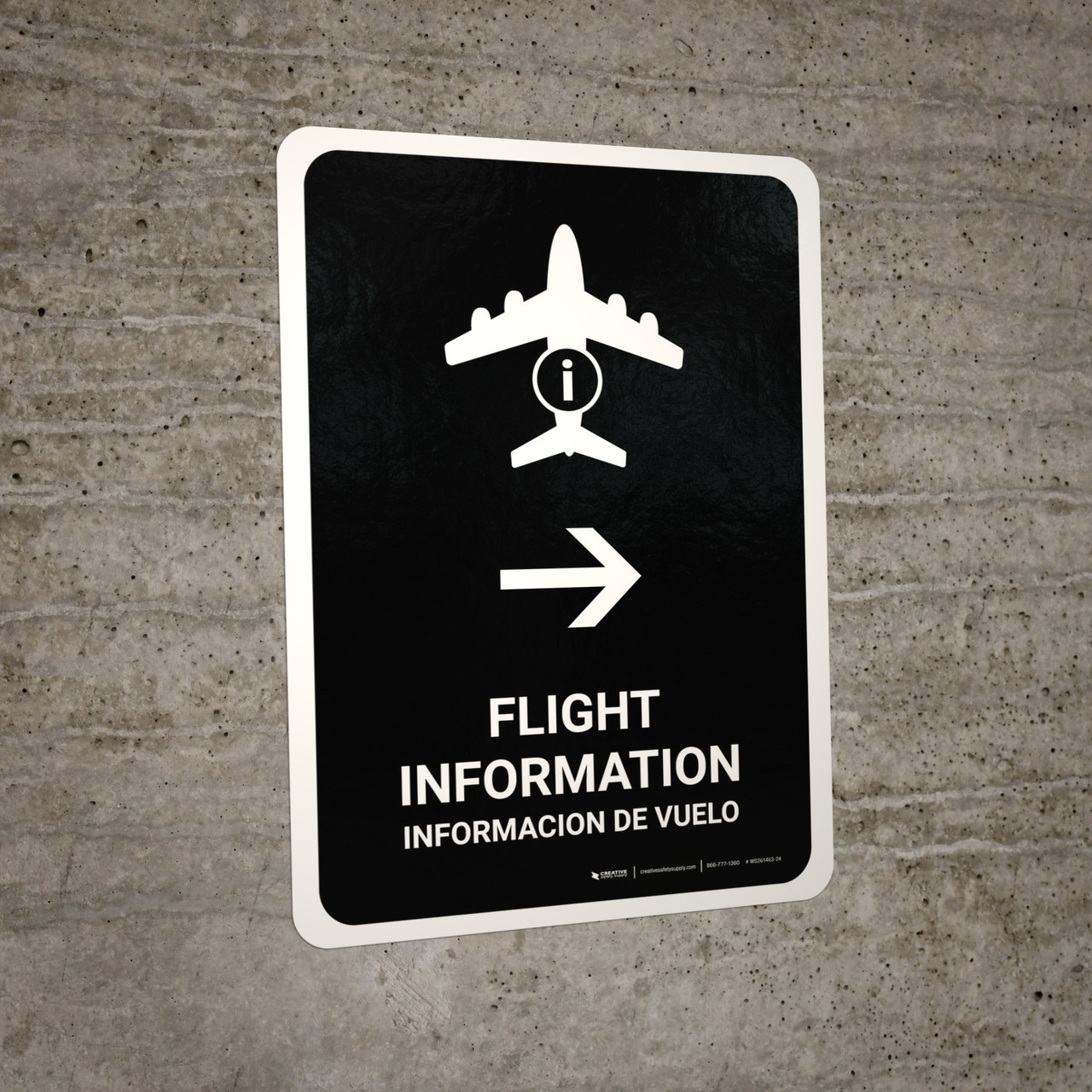 Flight Information With Right Arrow White Bilingual Portrait - Wall ...