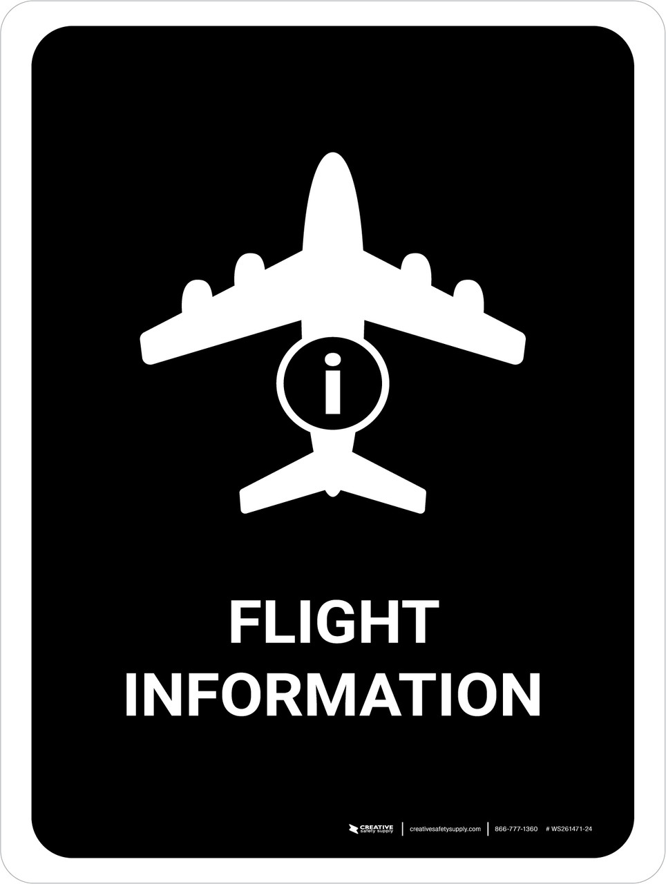 Flight Information Black Portrait - Wall Sign