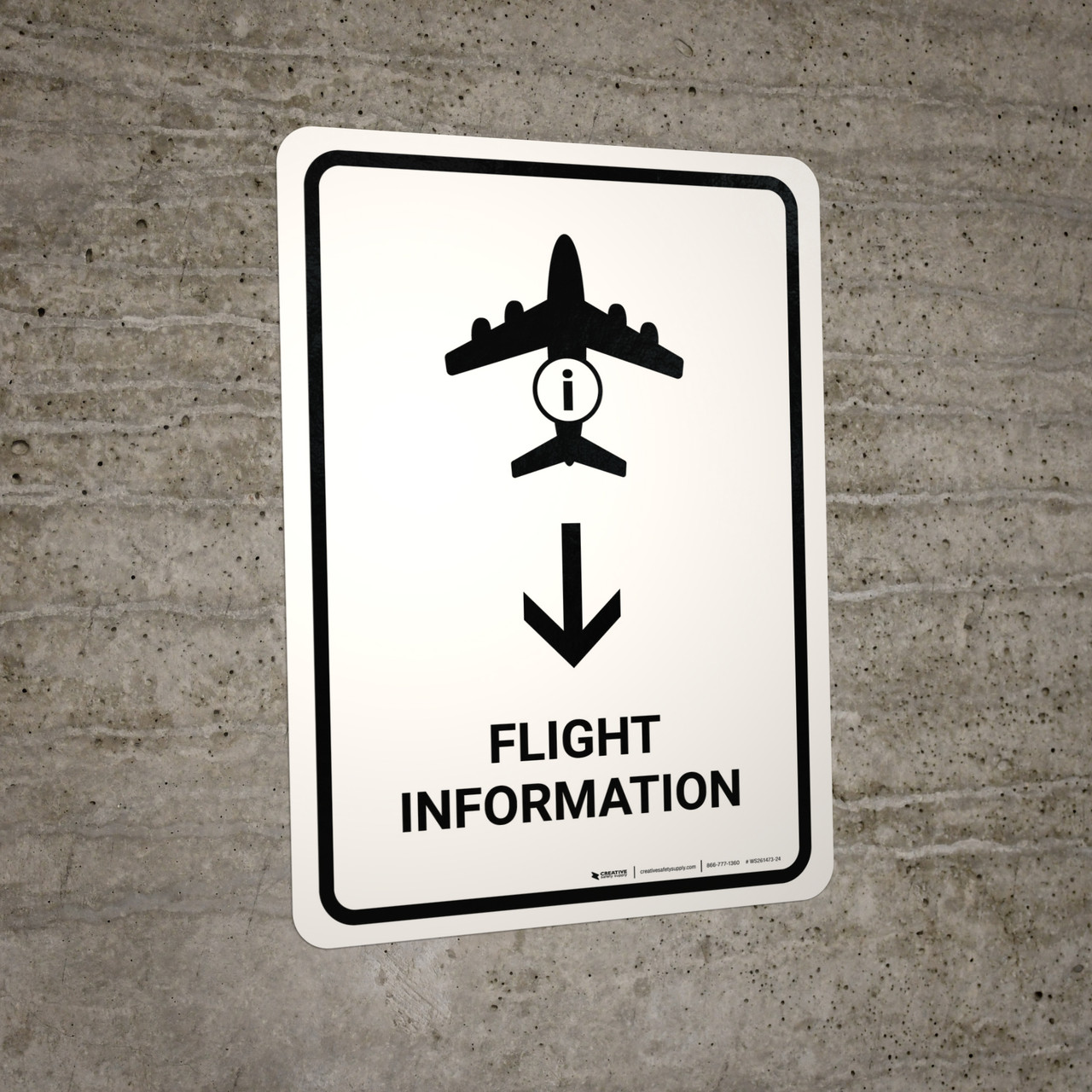 Flight Information With Down Arrow Yellow Portrait - Wall Sign ...