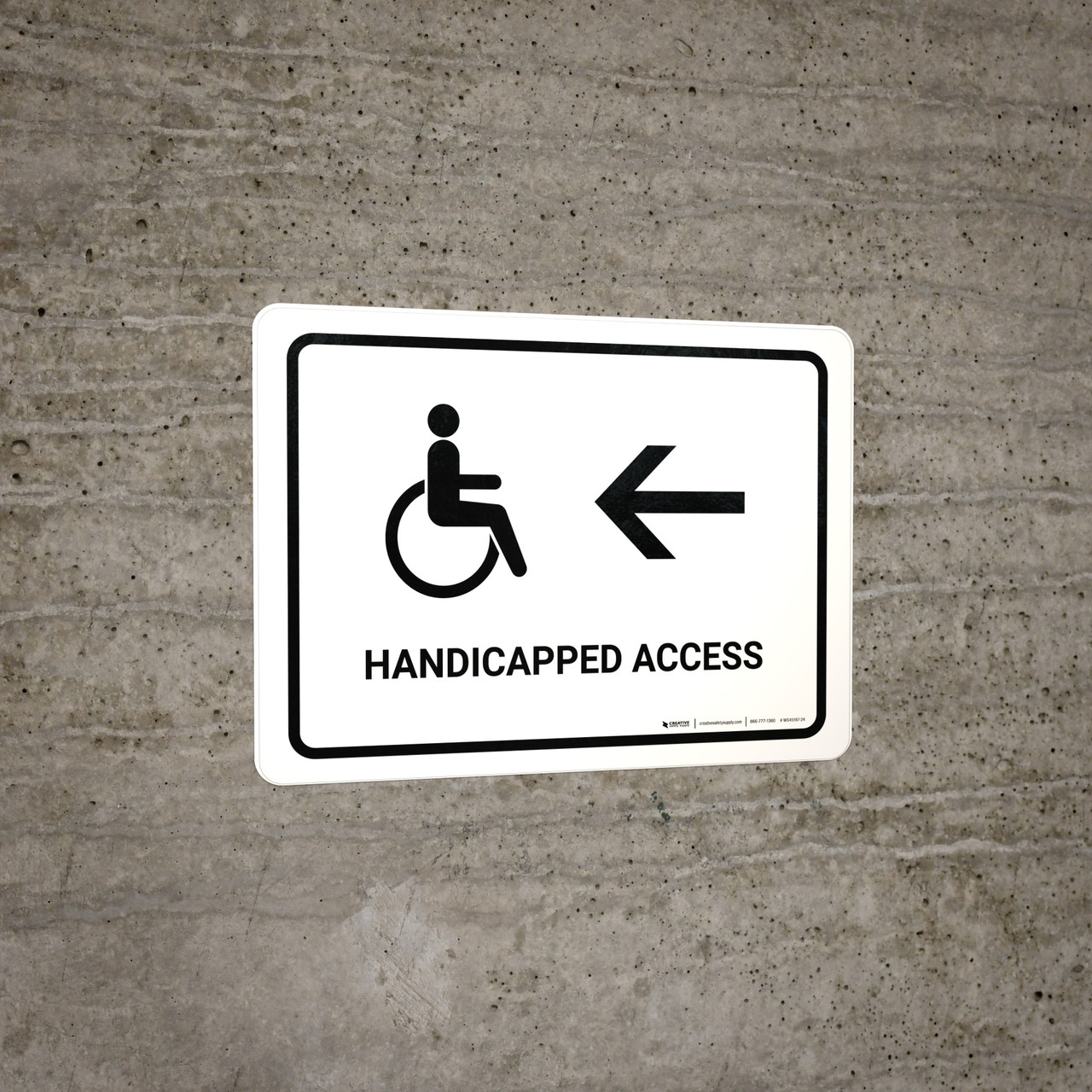 Handicapped Access With Left Arrow White Landscape - Wall Sign ...