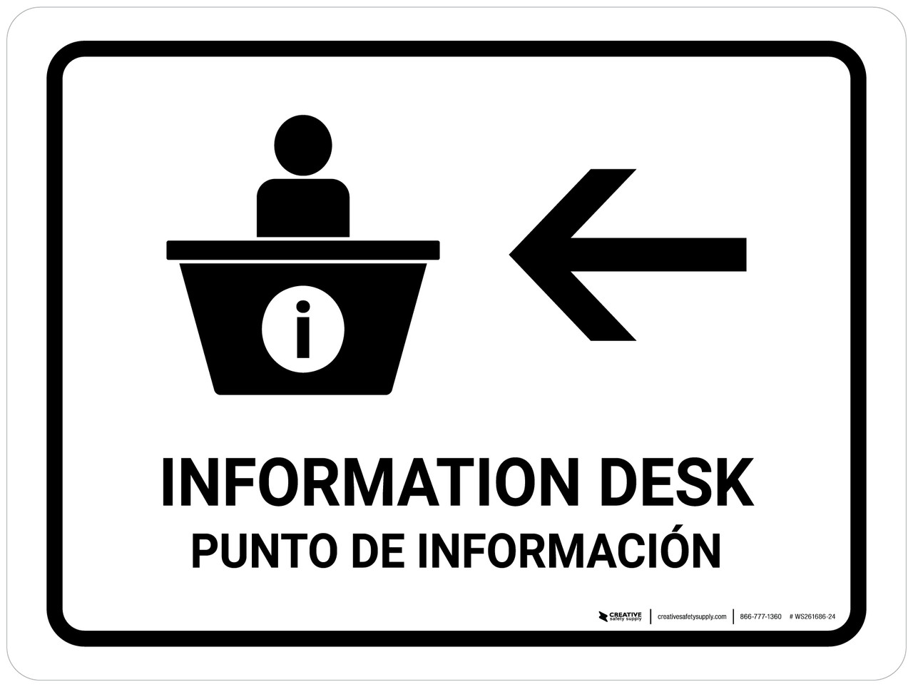 Information Desk With Left Arrow White Bilingual Spanish Landscape ...