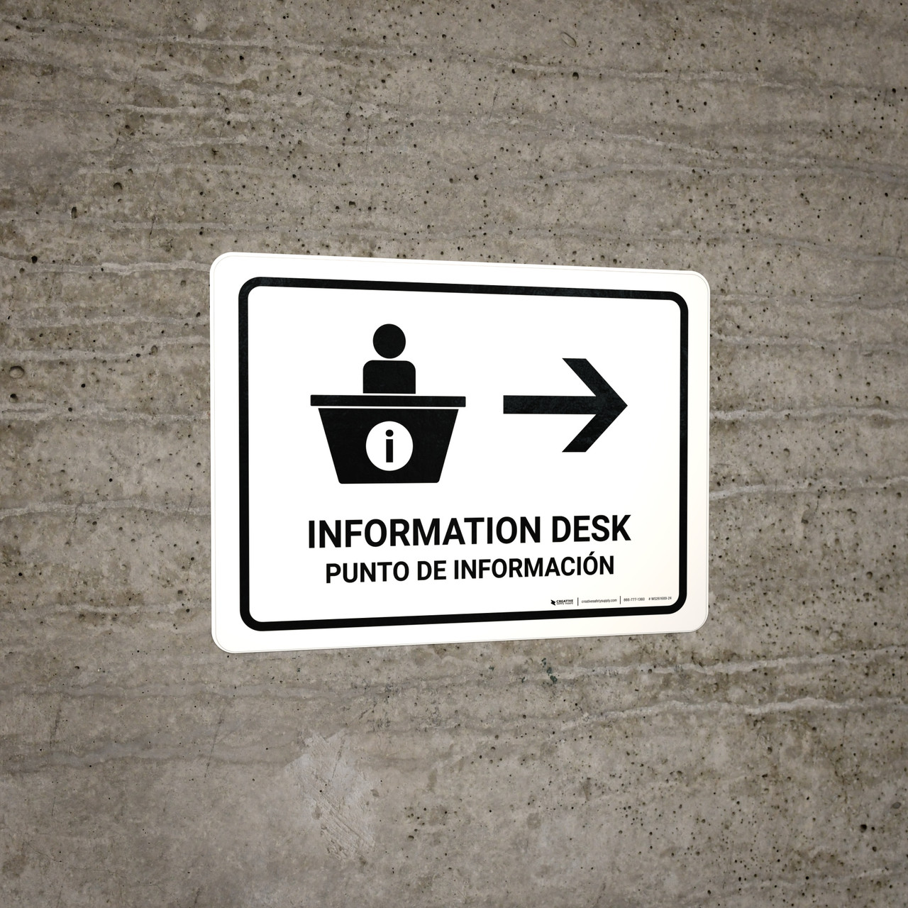 Information Desk With Right Arrow White Bilingual Spanish Landscape ...