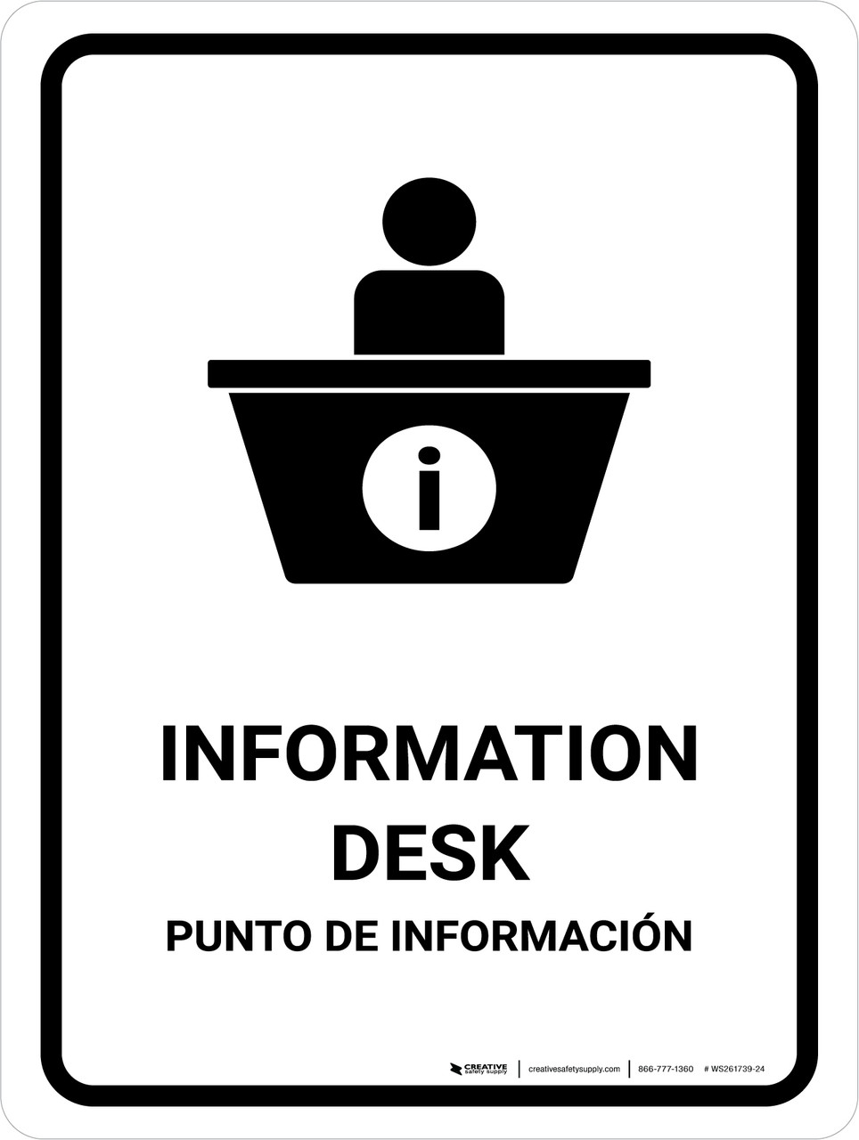 Information Desk White Bilingual Spanish Portrait - Wall Sign